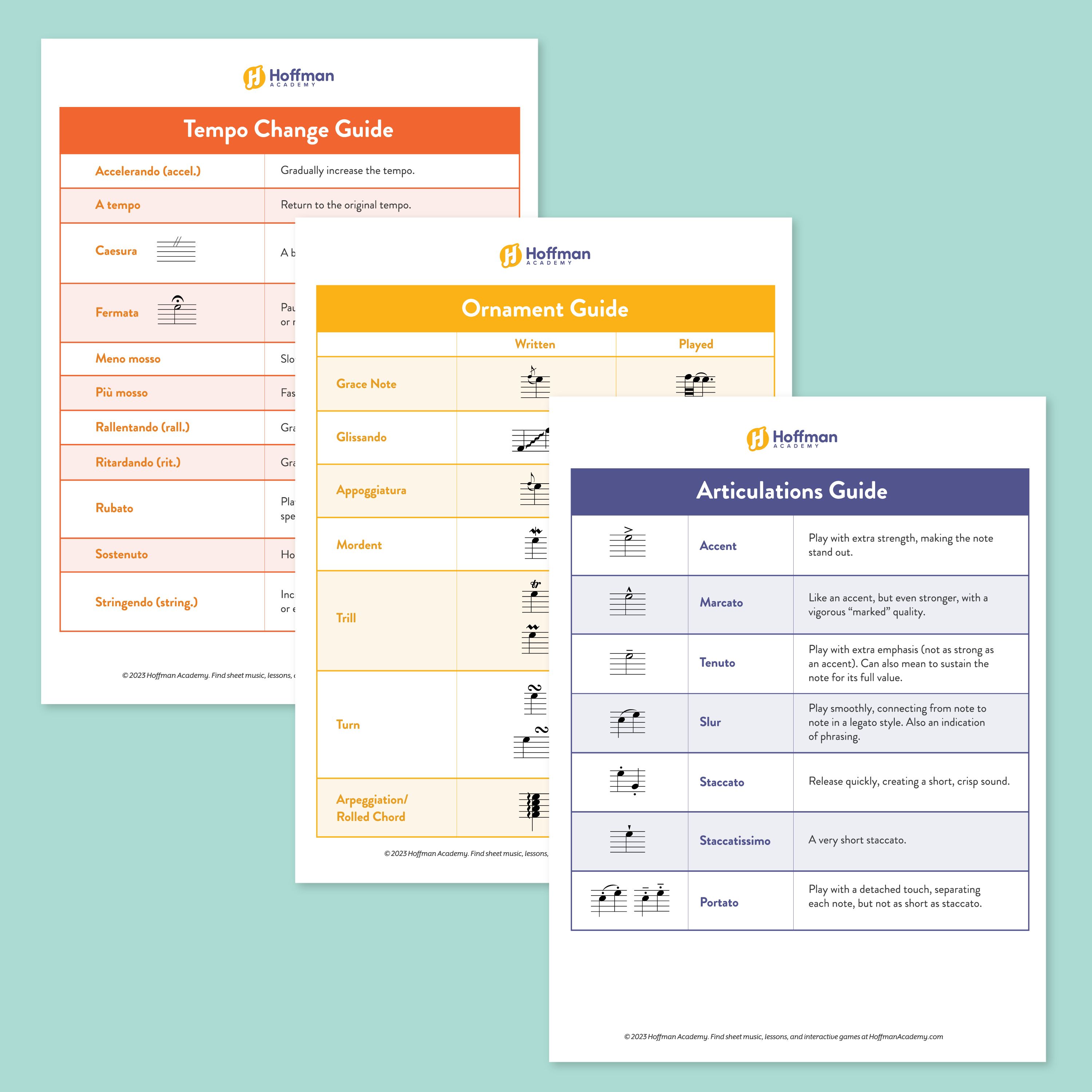 Music Symbols Guide: Articulations, Tempo Changes, Ornaments