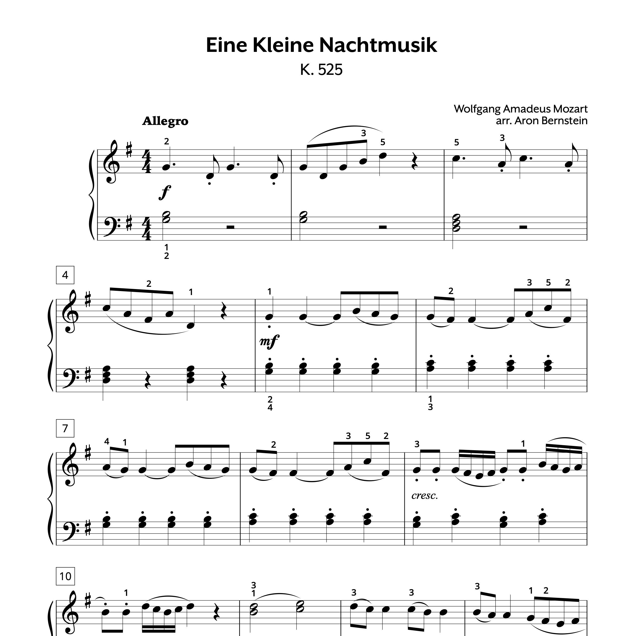 Eine Kleine Nachtmusik Piano Sheet Music by Mozart