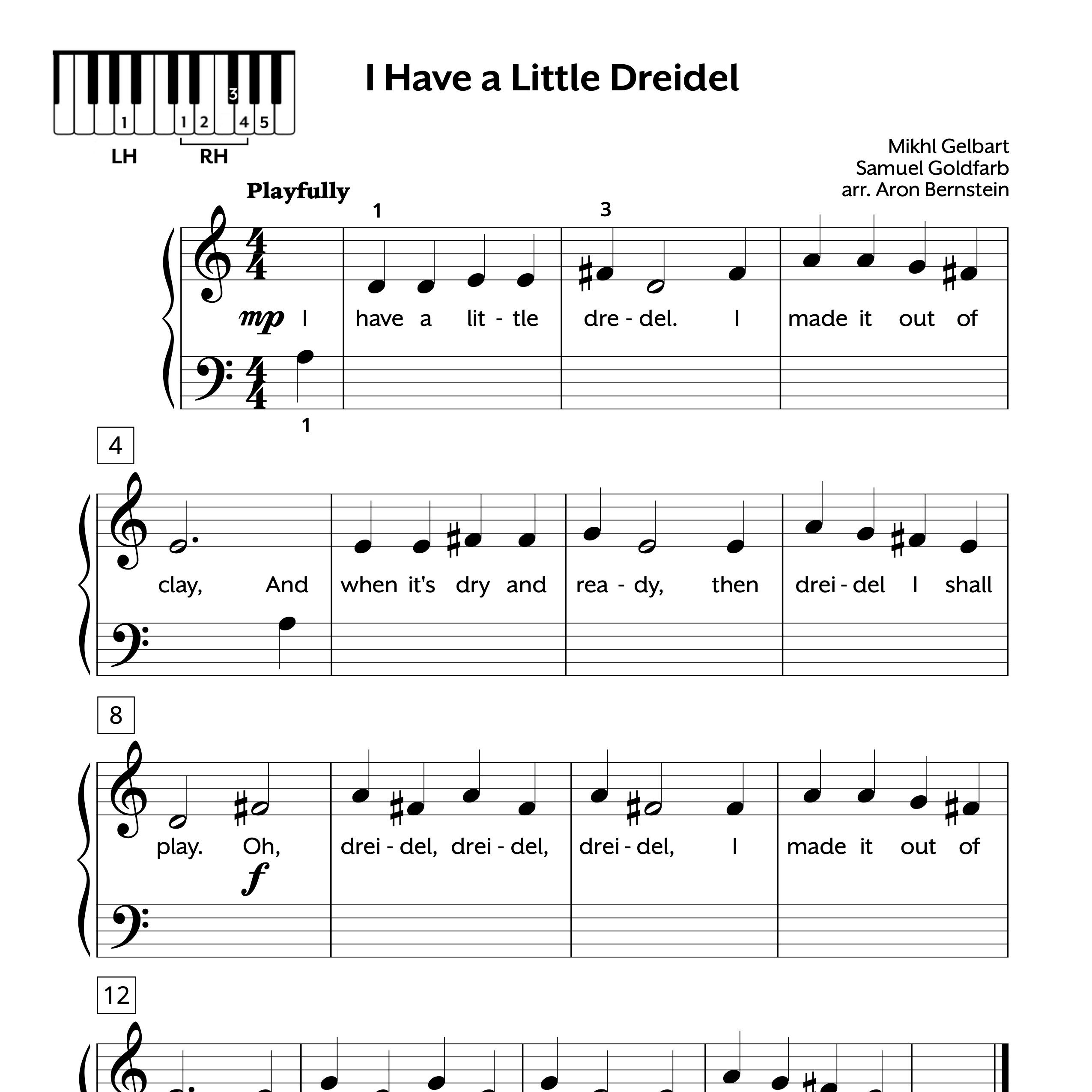 I Have a Little Dreidel | Sheet Music for Piano, Easy