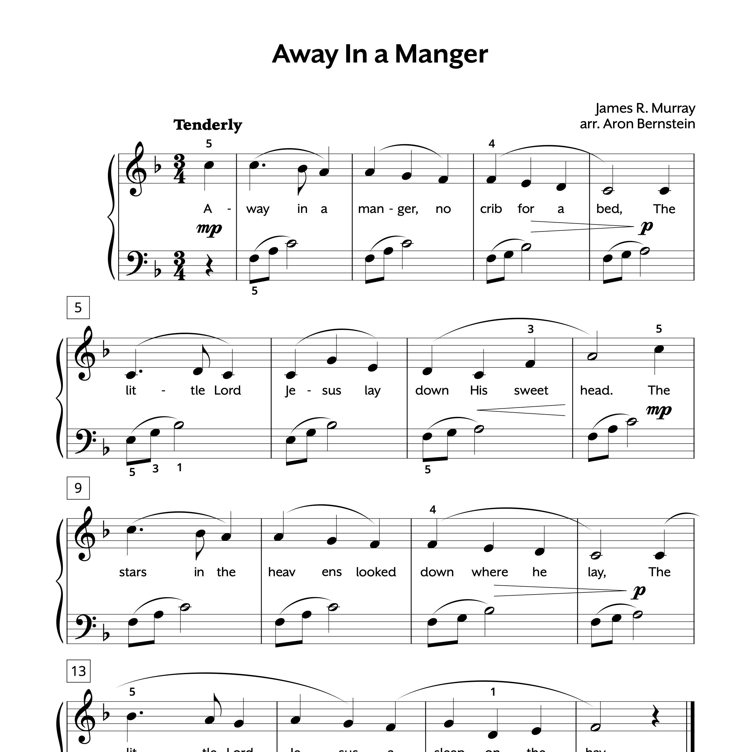 Easy Christmas Piano Sheet Music | Away In a Manger | James Murray