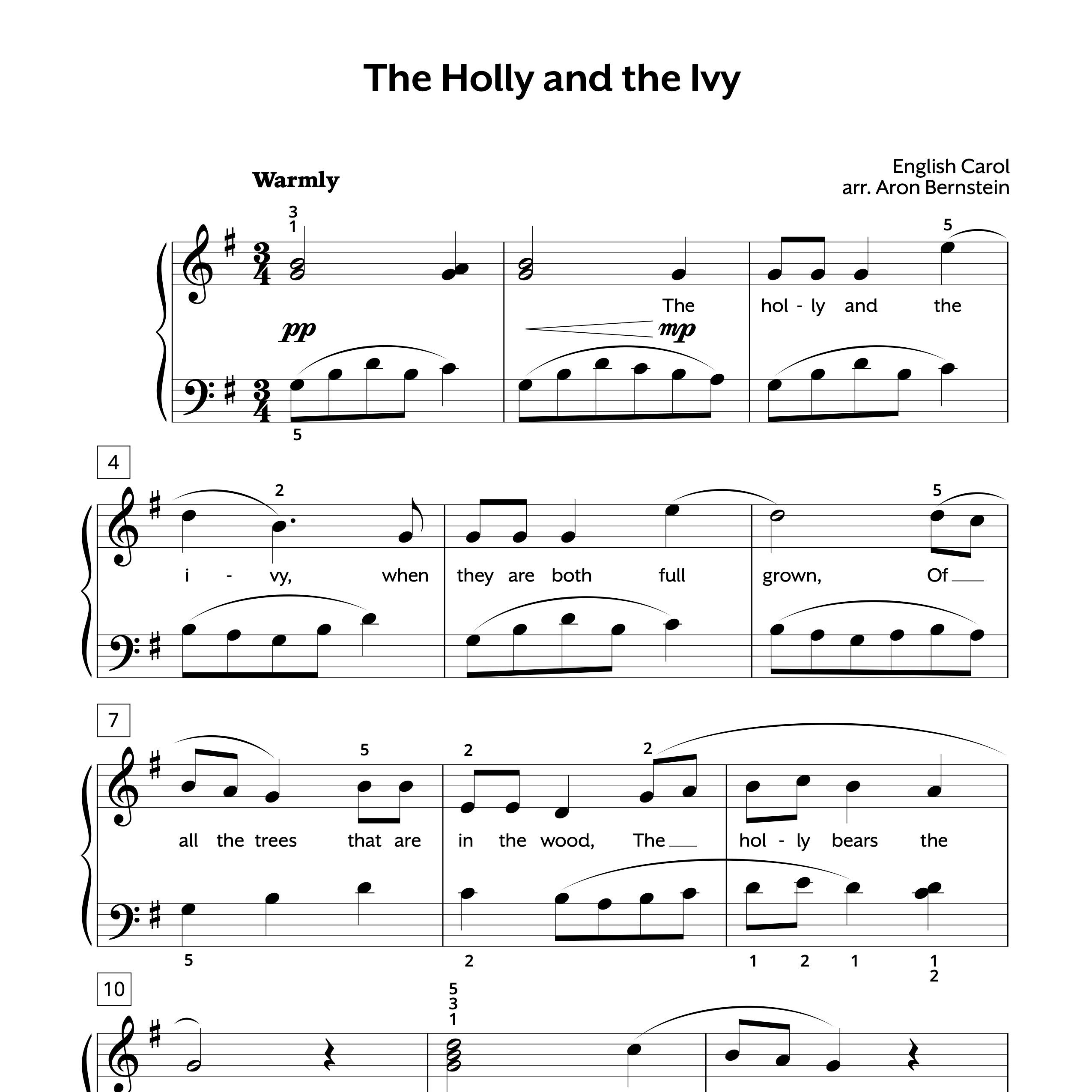 Easy Christmas Piano Sheet Music | The Holly and the Ivy