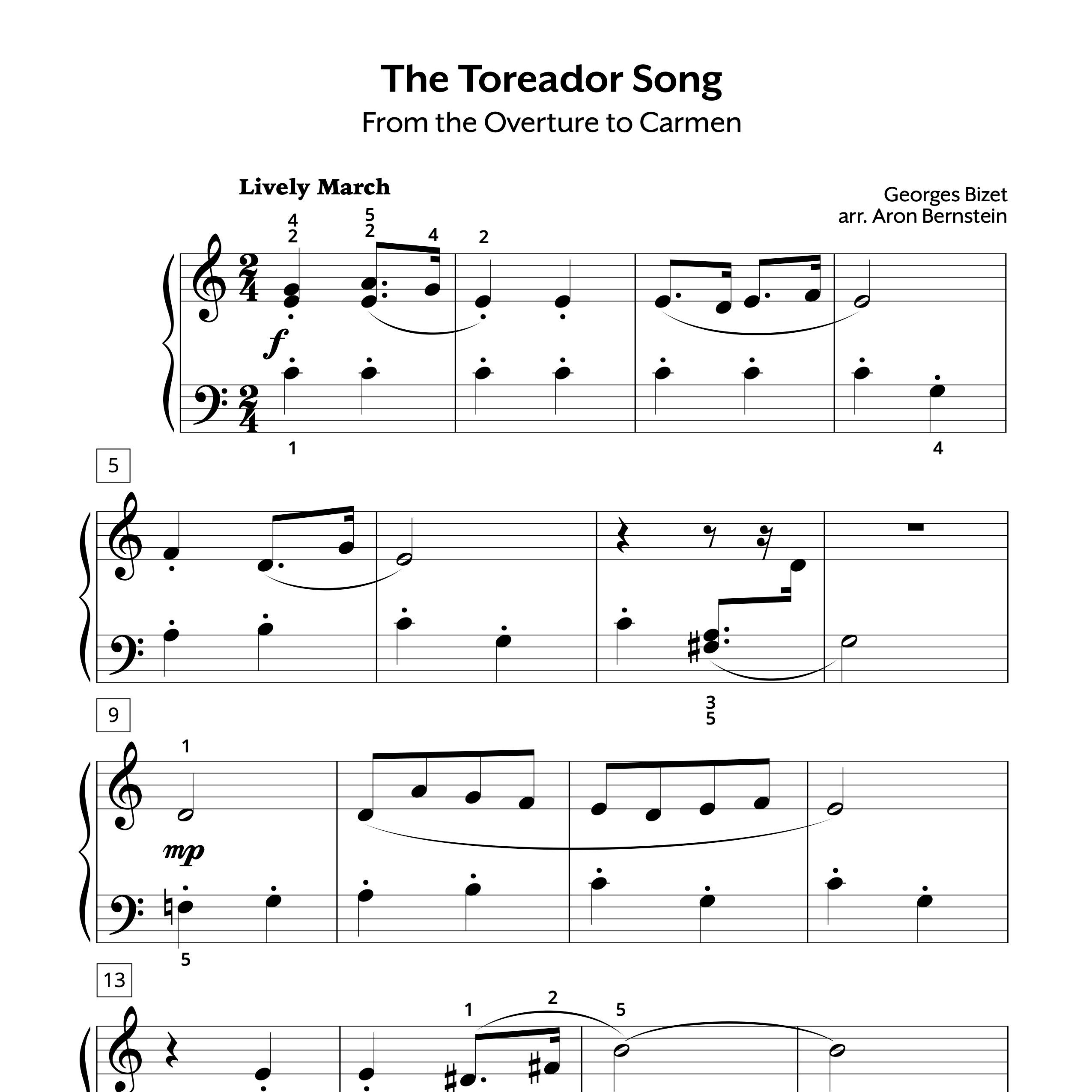 The Toreador Song from Carmen | Piano Sheet Music by Bizet