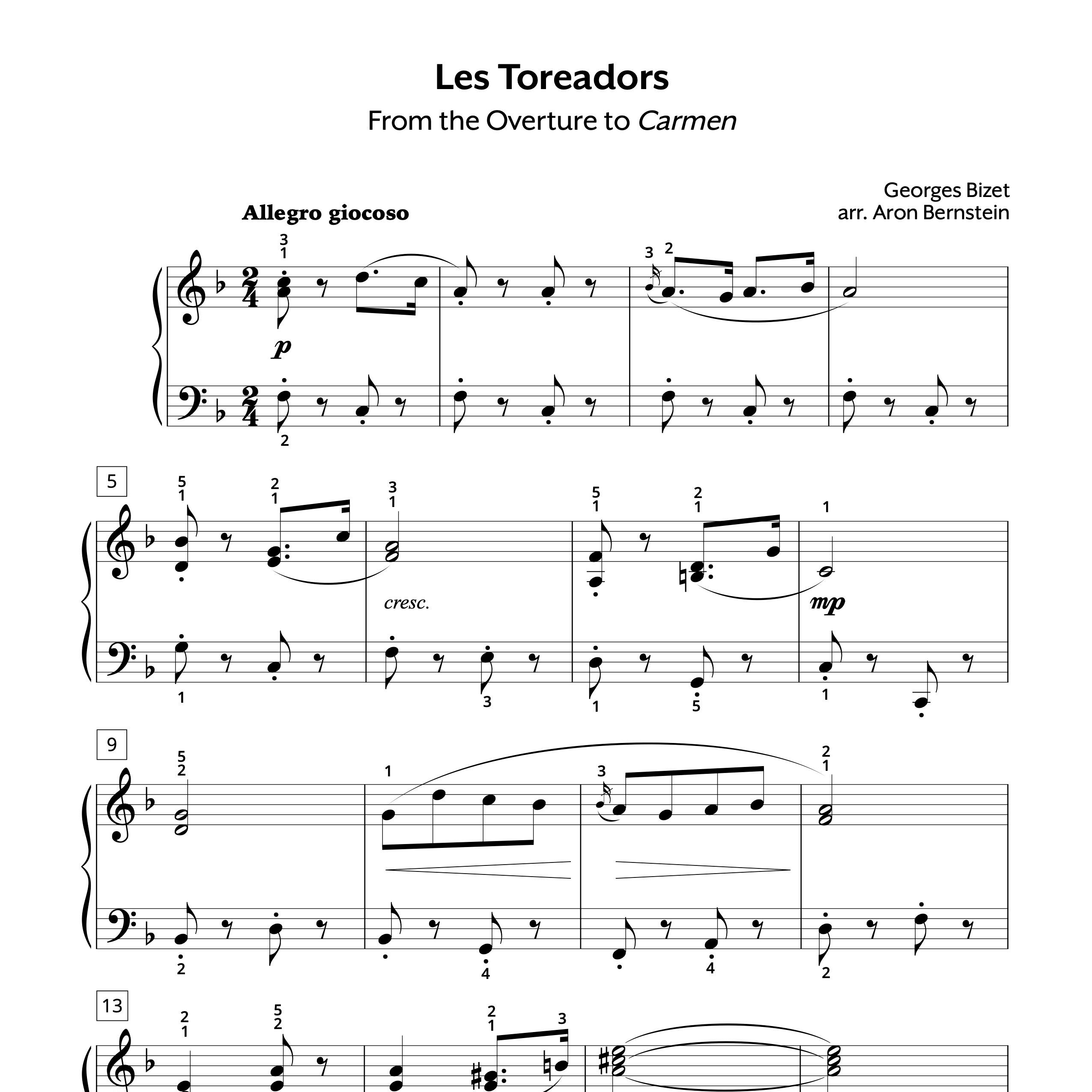 Piano Sheet Music | Bizet | Carmen | Les Toreadors