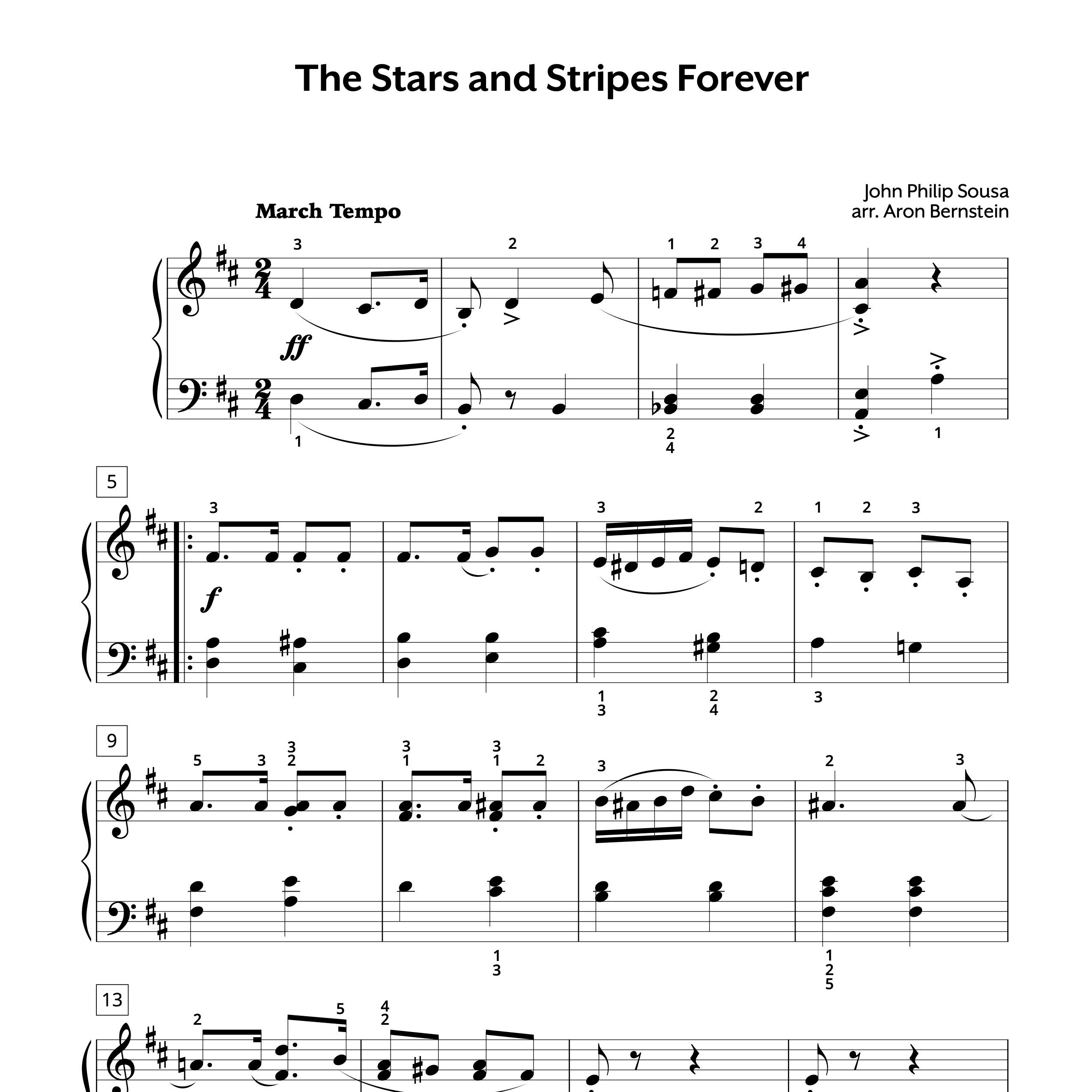 Piano Sheet Music | Sousa | The Stars and Stripes Forever