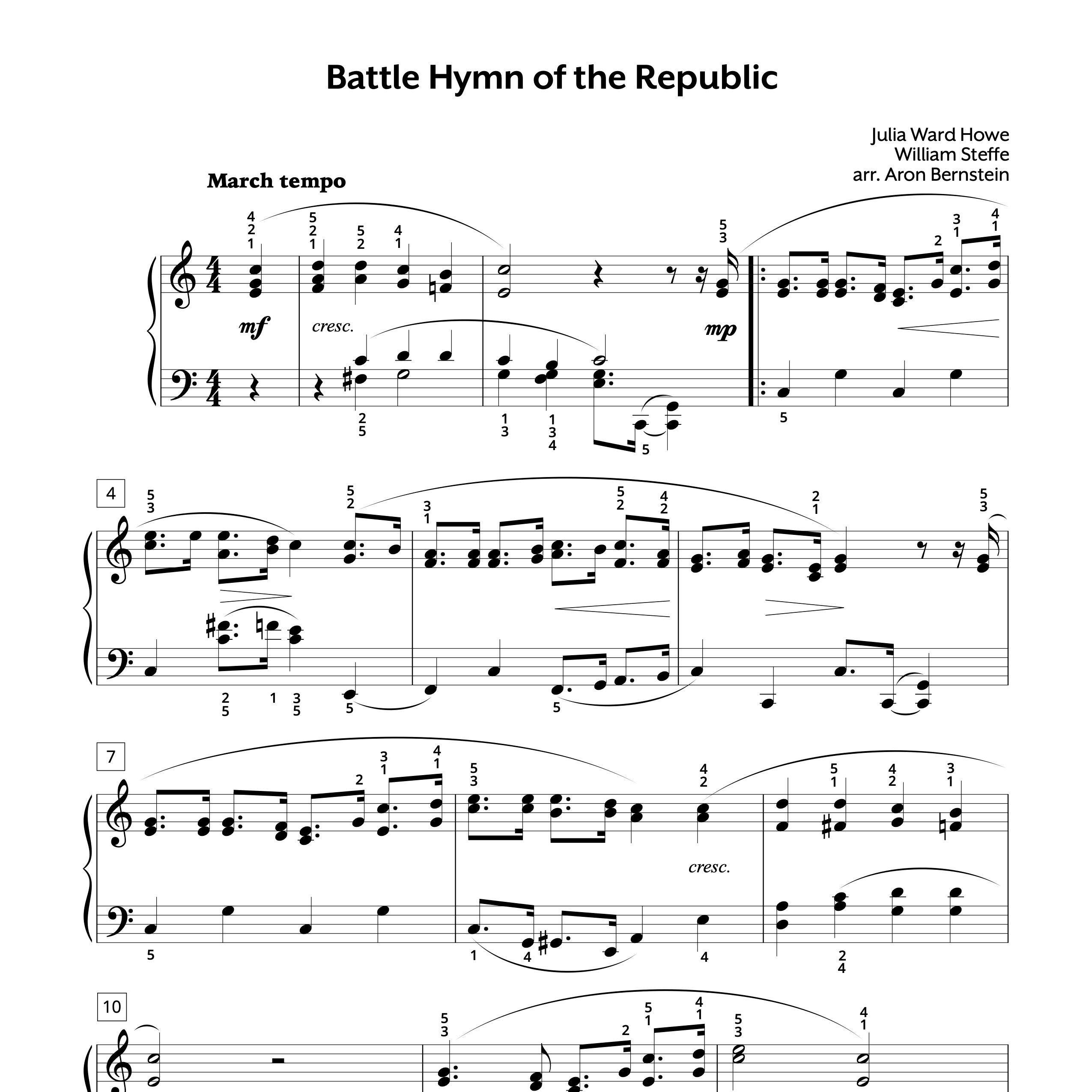 Piano Sheet Music Battle Hymn Of The Republic