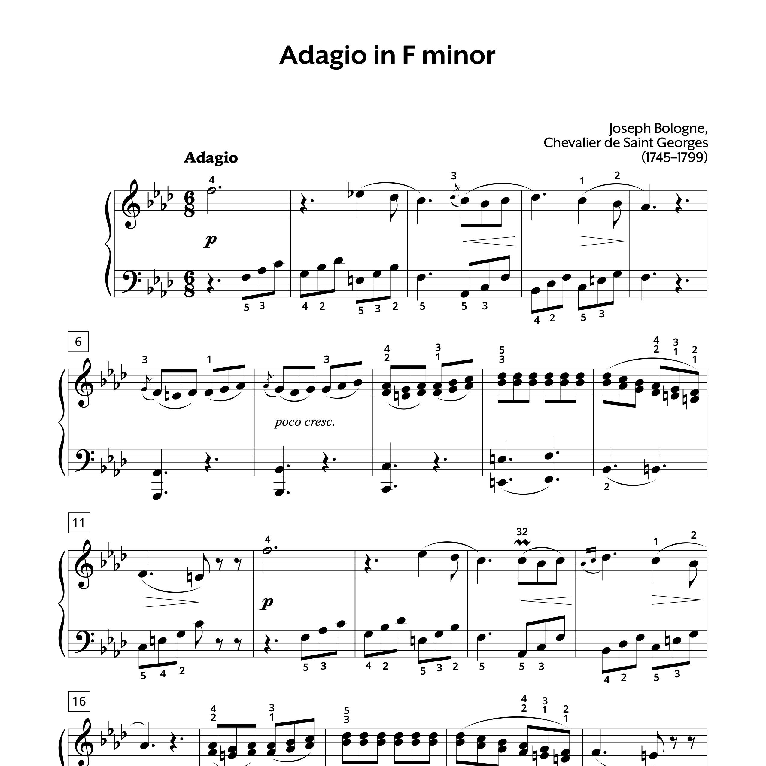 Piano Sheet Music | Chevalier de Saint-Georges | Joseph Bologne ...