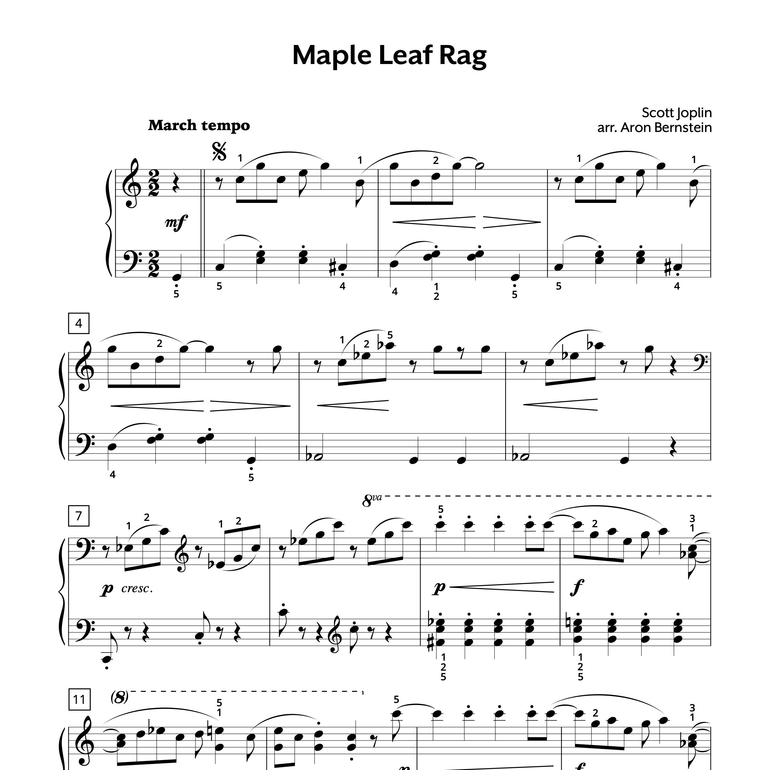 Piano Sheet Music | Scott Joplin | Maple Leaf Rag | Simplified