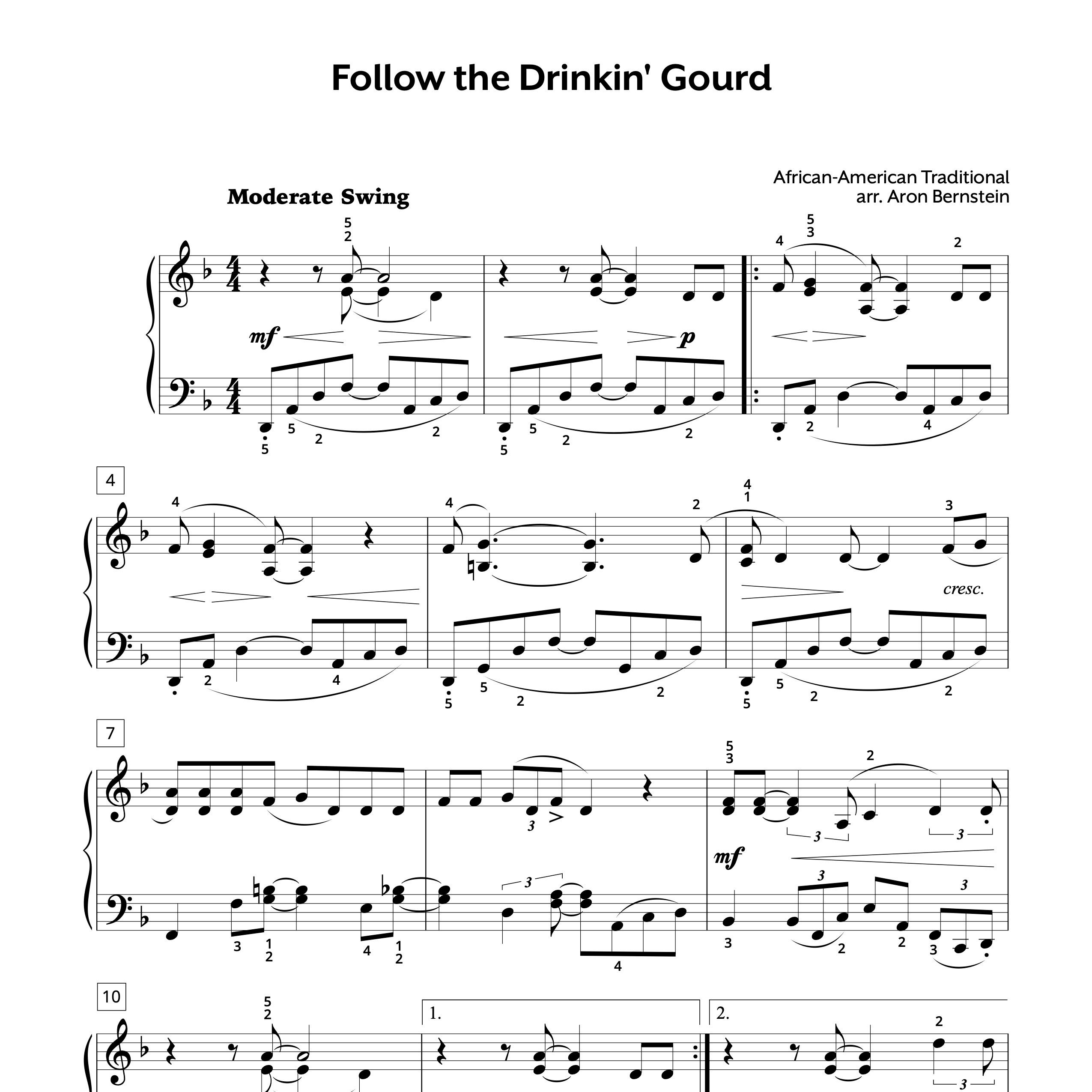 Follow the Drinkin' Gourd Sheet Music for Piano | Early Advanced