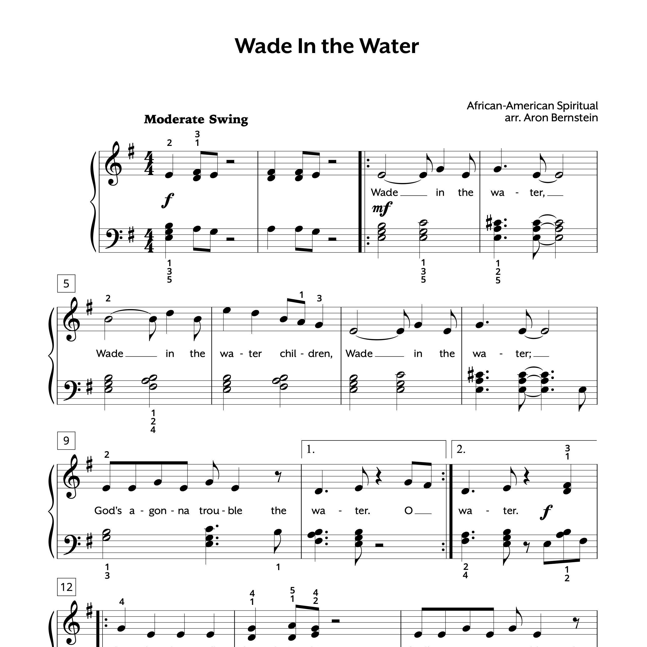 Wade In the Water Sheet Music for Piano | Early Intermediate