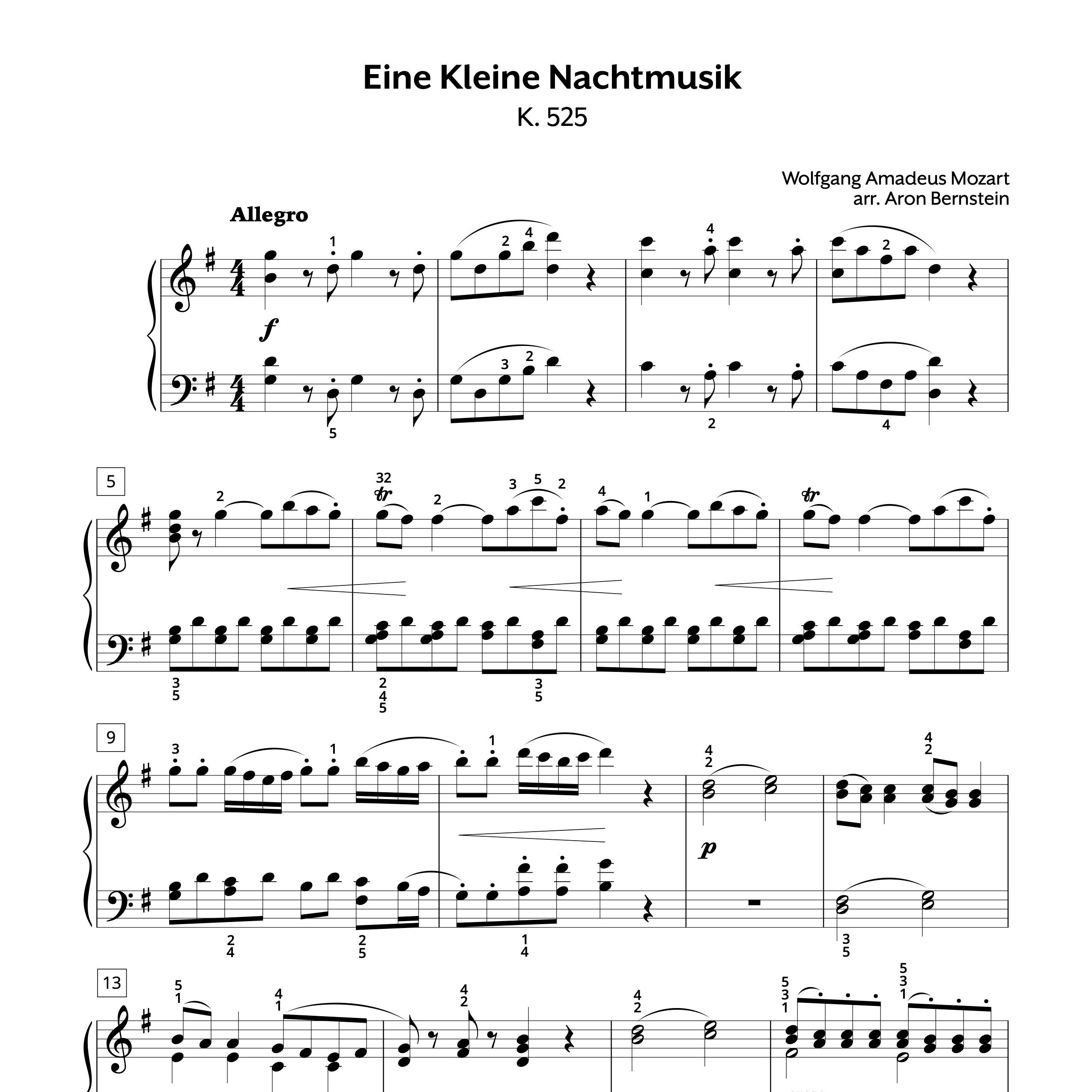 Eine Kleine Nachtmusik Sheet Music for Piano | Mozart