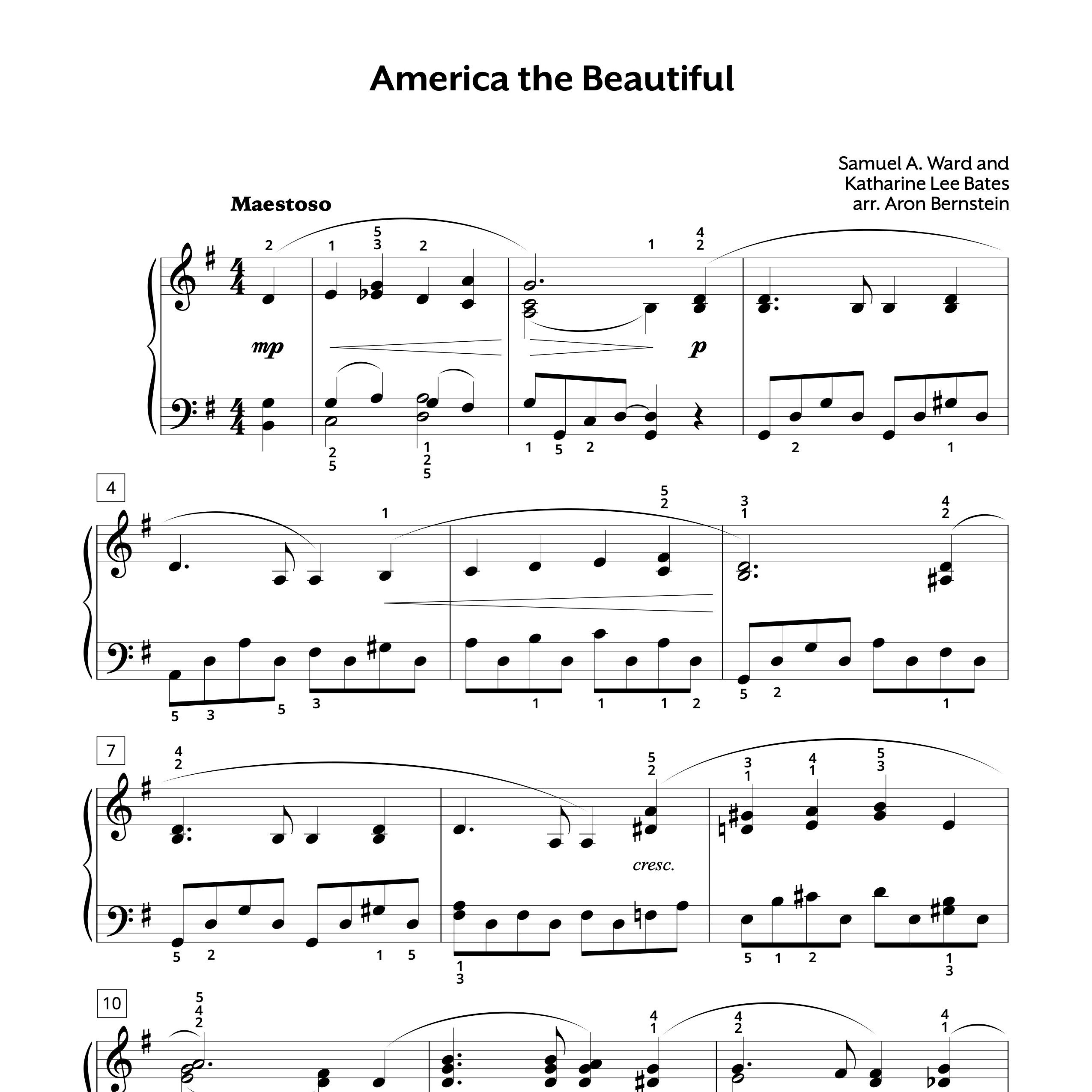 Piano Sheet Music | America the Beautiful