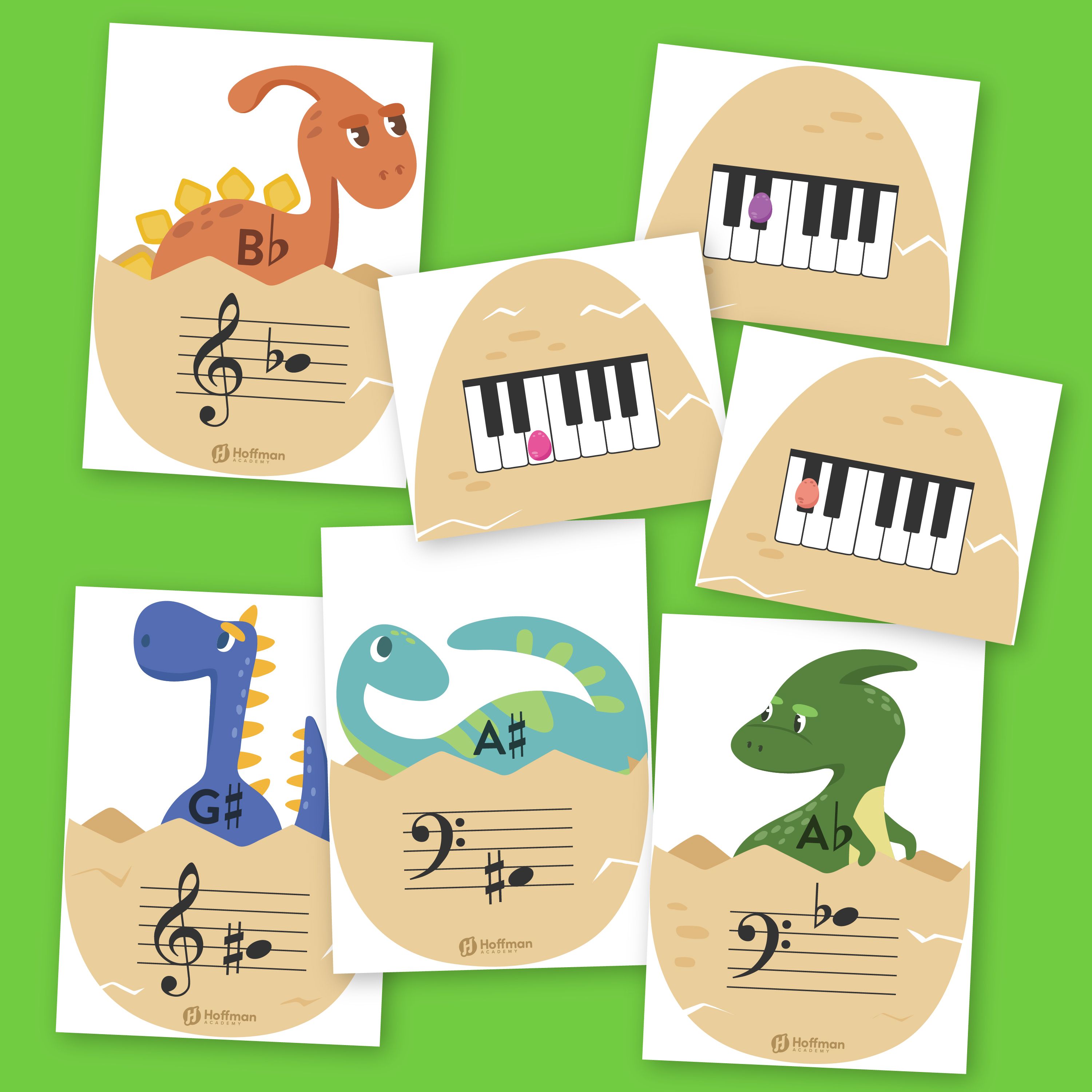 Music Accidentals | Matching Game | Dinosaurs