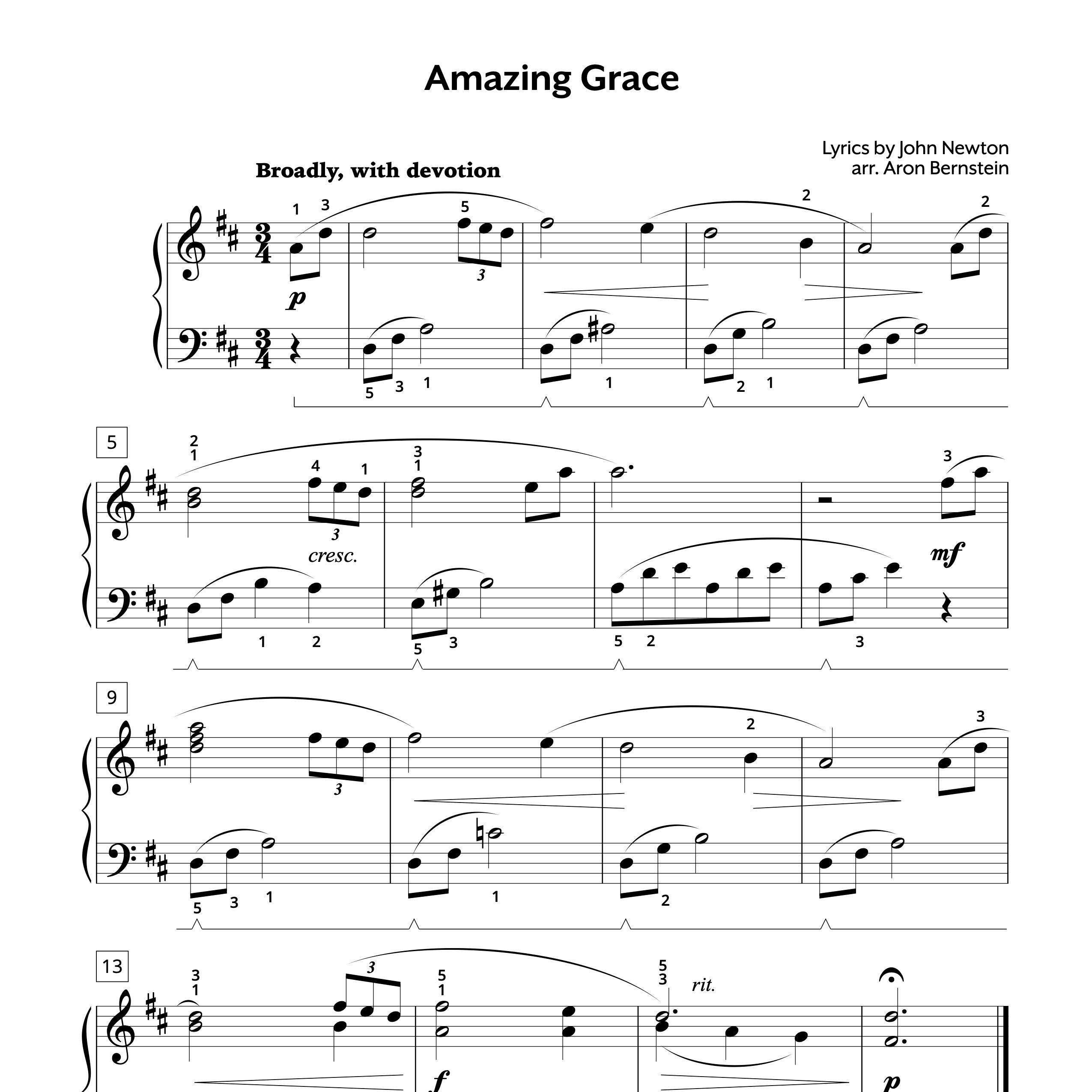 Amazing Grace In G Sheet Music For Voice And Piano Pdf Amazing Grace