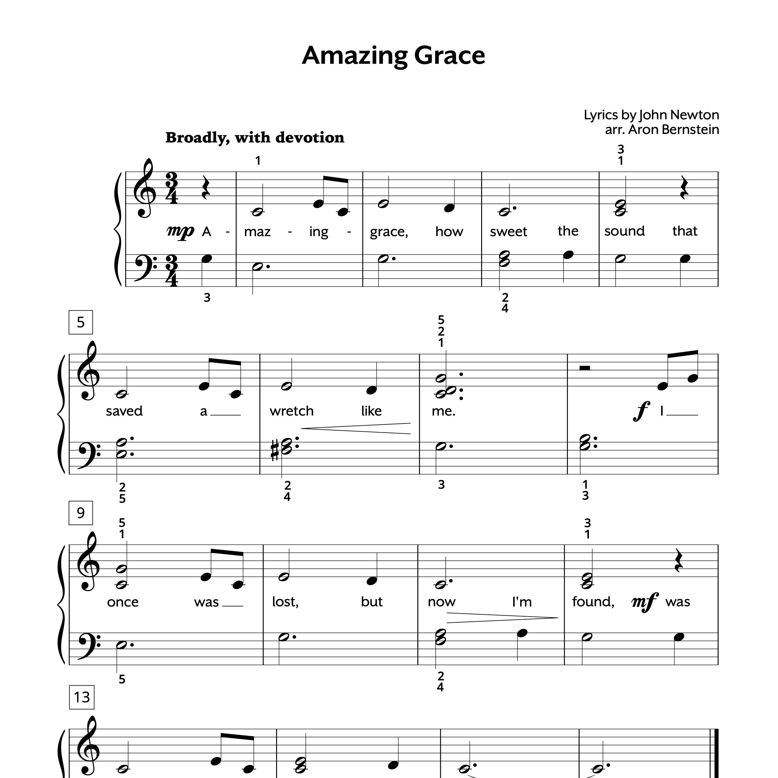 Amazing Grace | Easy Piano Sheet Music, PDF Download