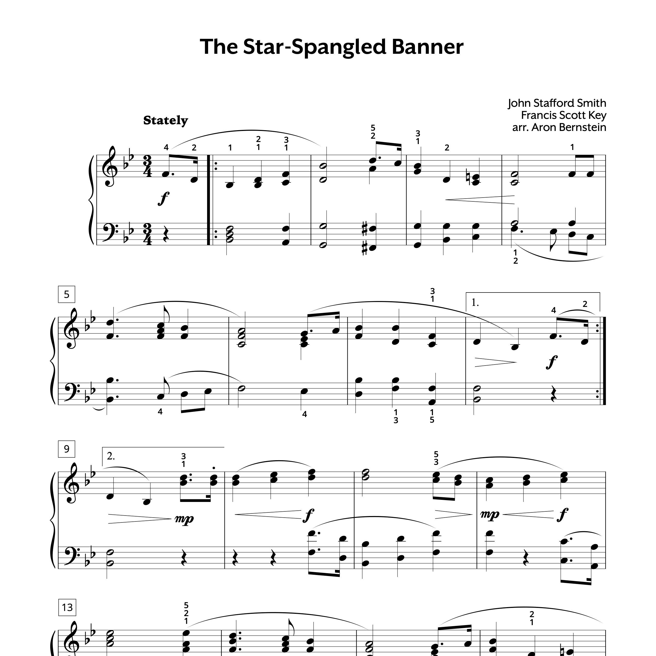 Piano Sheet Music The Star Spangled Banner National Anthem