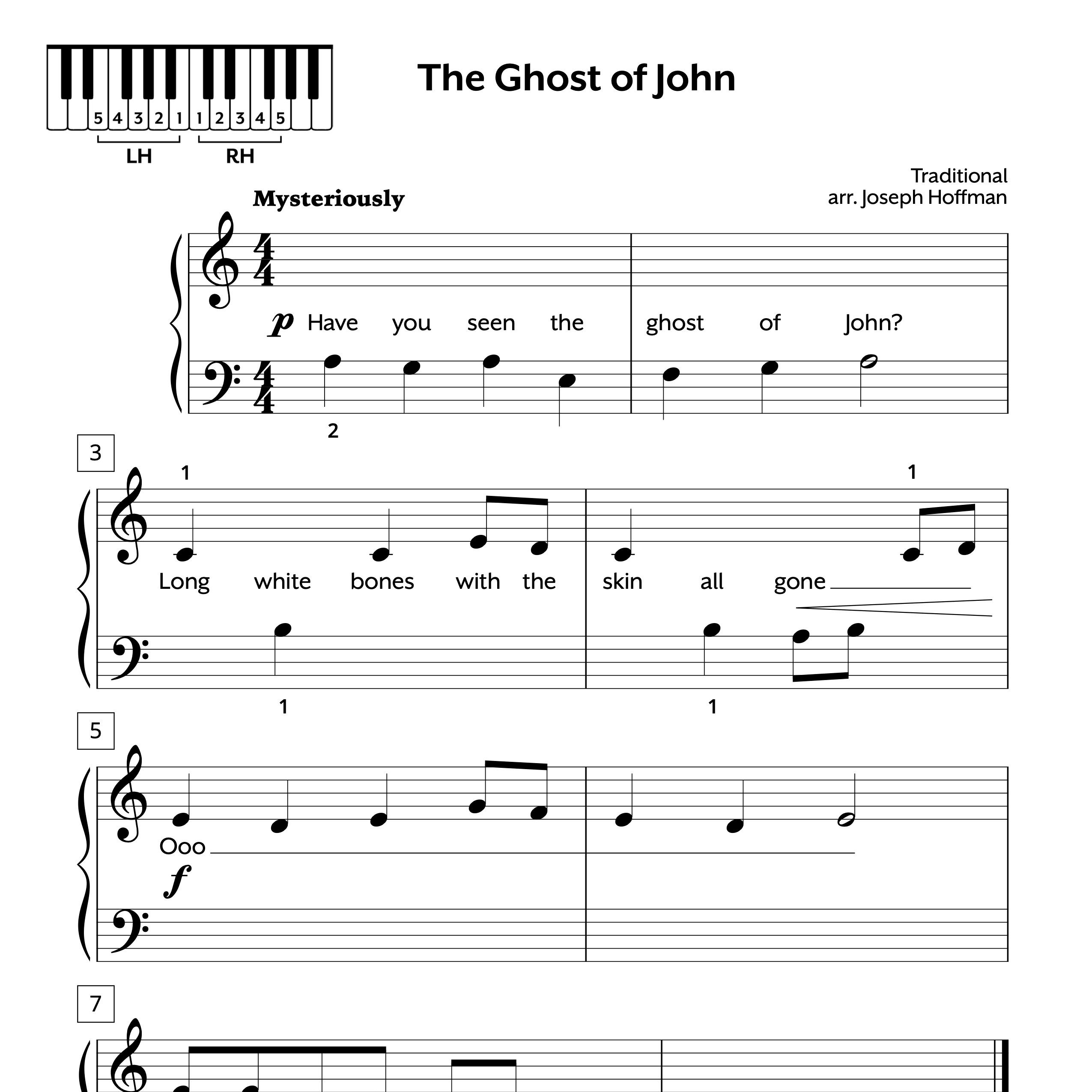 The Ghost of John | Sheet Music for Piano, Early Elementary