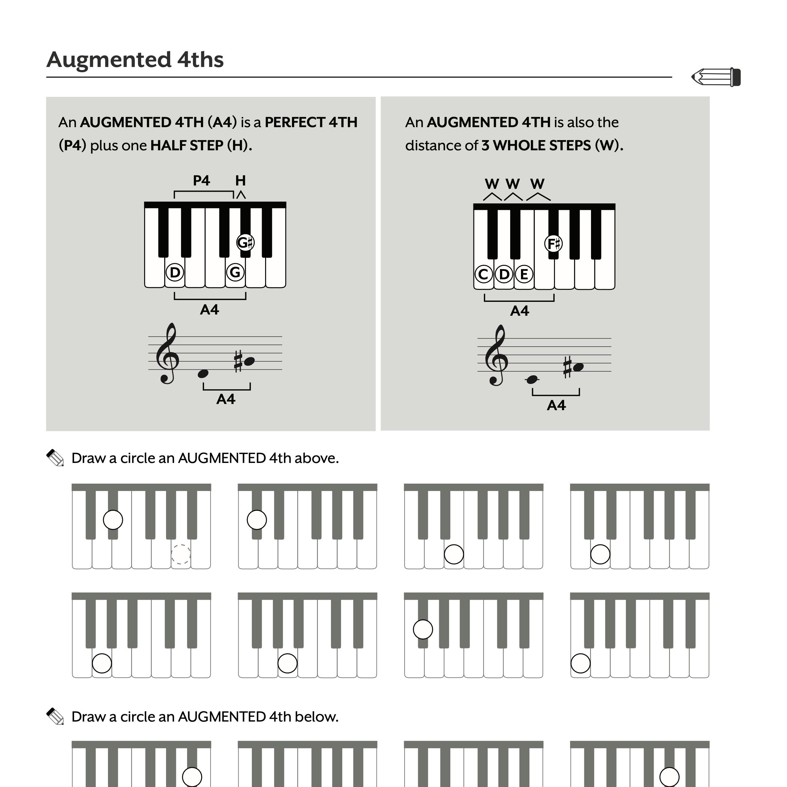 Augmented 4ths Theory Worksheet | PDF Download