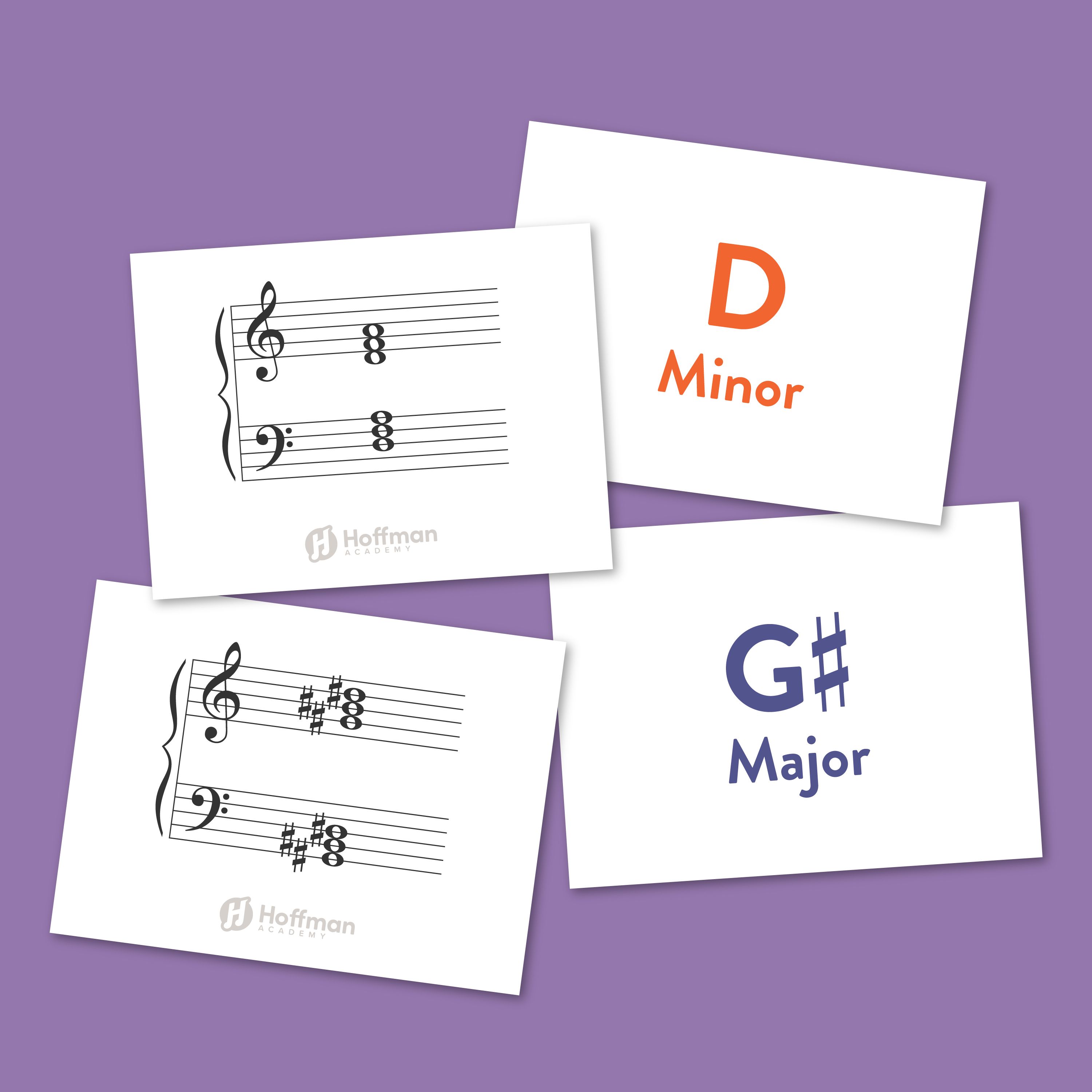 Triad Flashcards | Piano Keyboard & Music Staff Versions