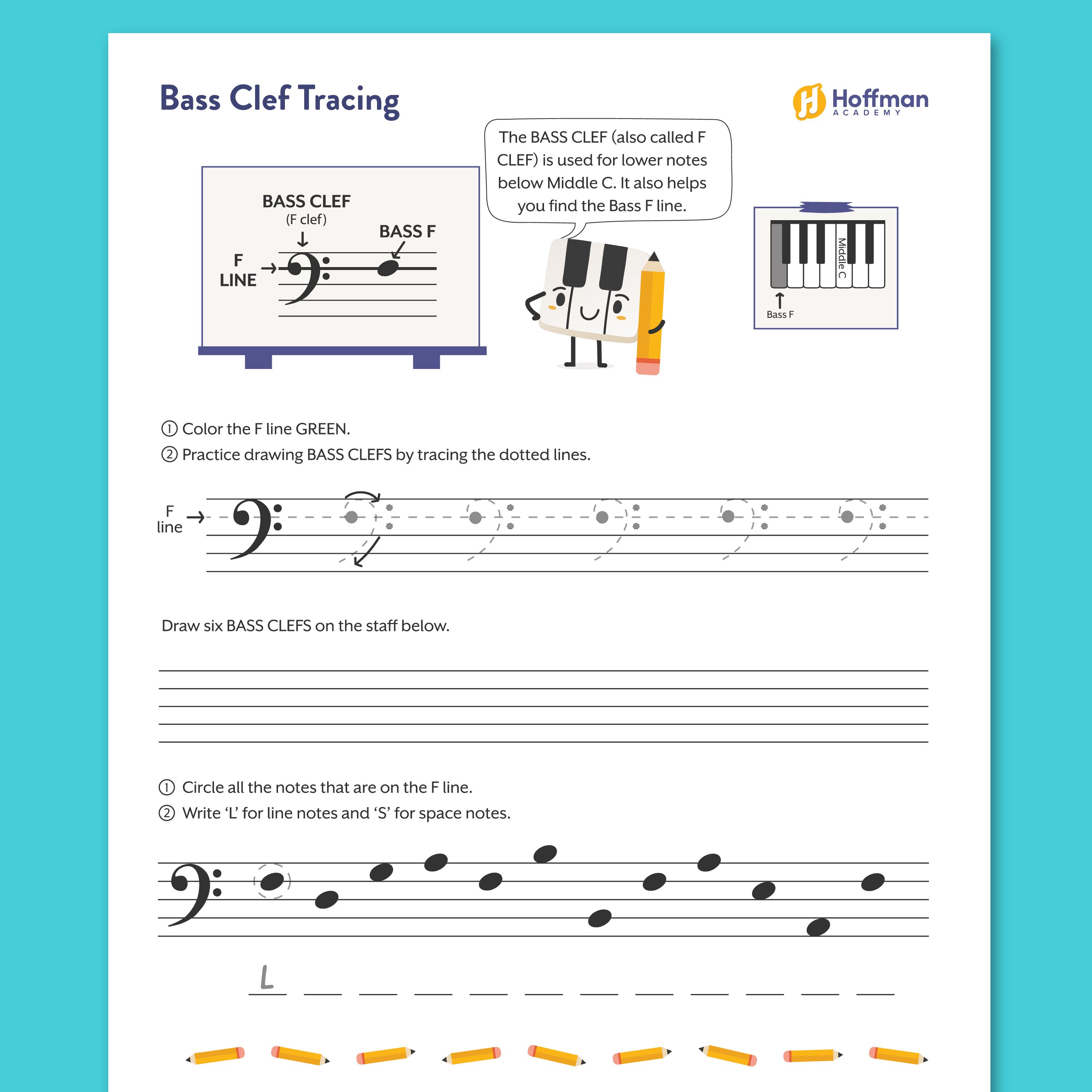 Bass Clef Tracing | PDF Download