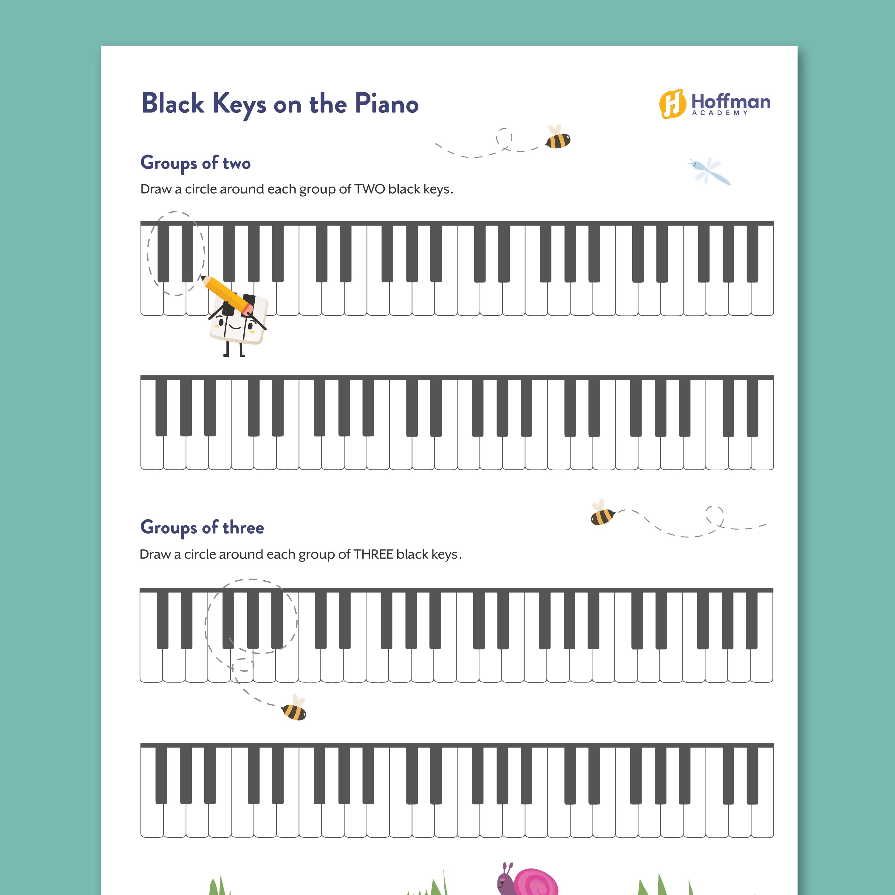 Black Keys on a Piano Keyboard | Beginner Activity PDF