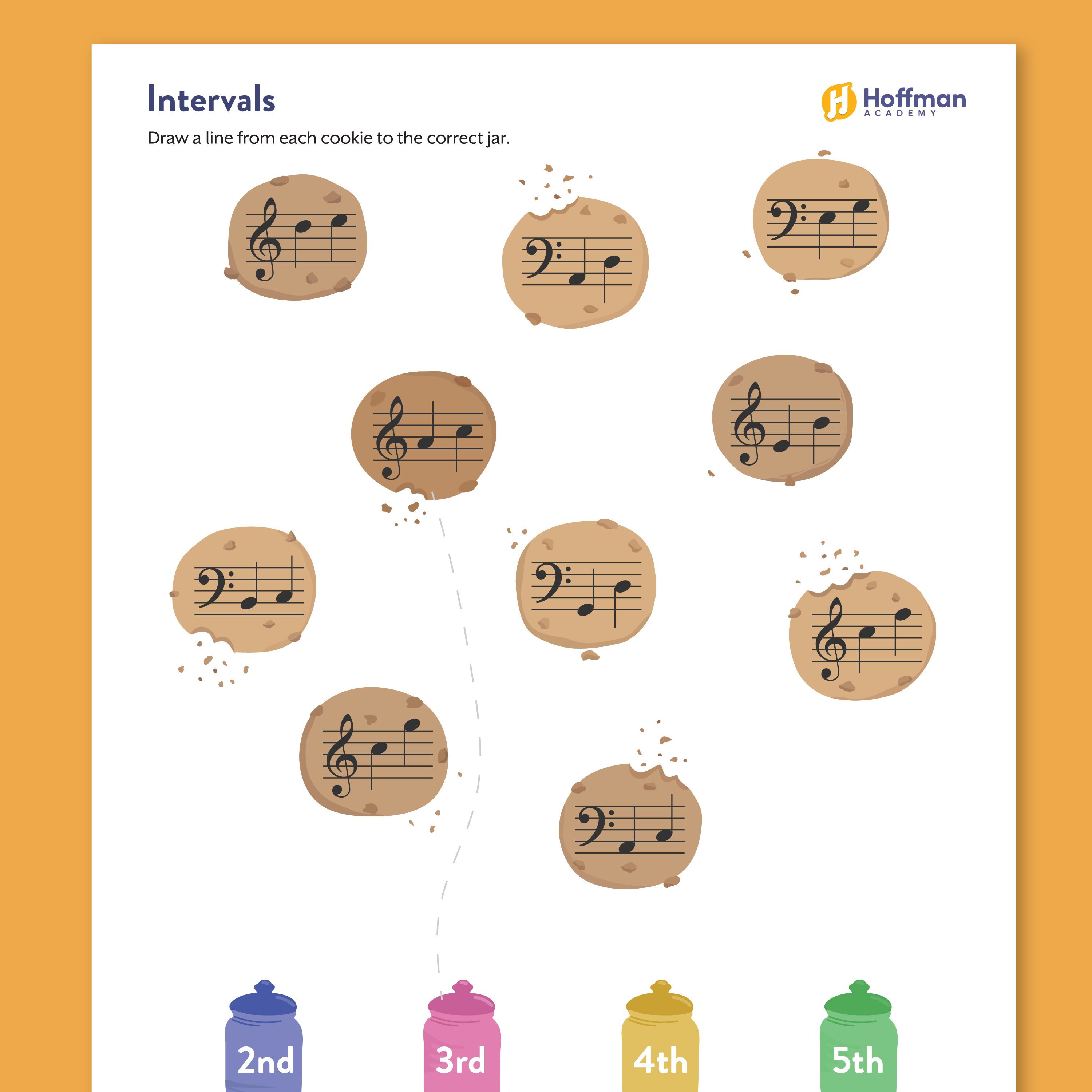 Intervals in Music | Worksheet for Beginners, Easy