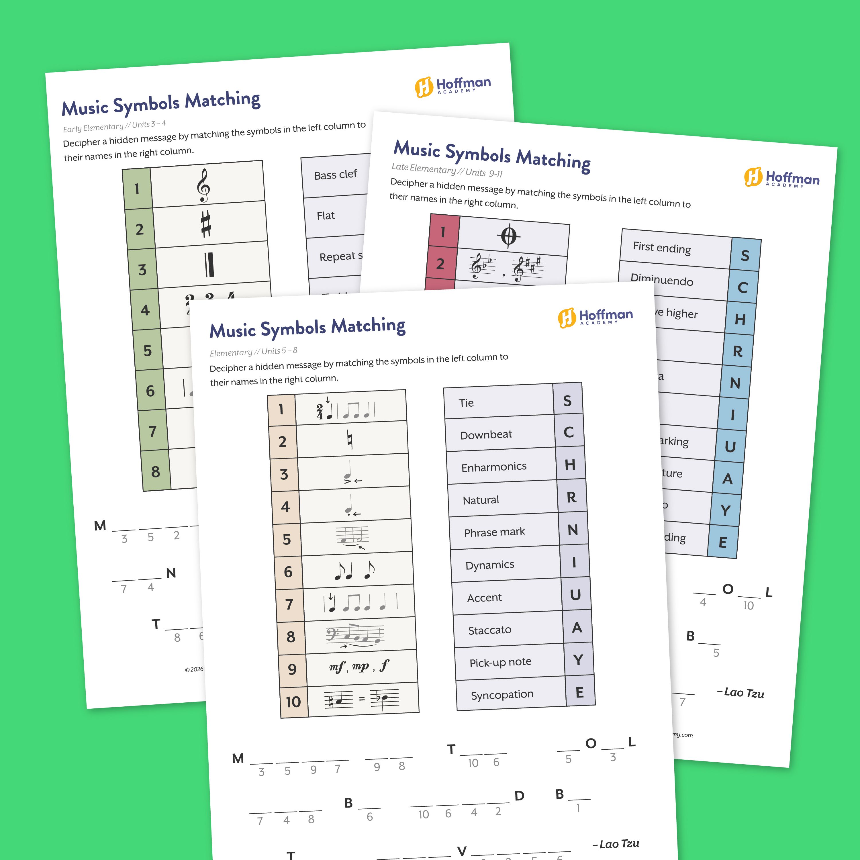 Music Symbols and Meanings Matching Sheet | PDF Download