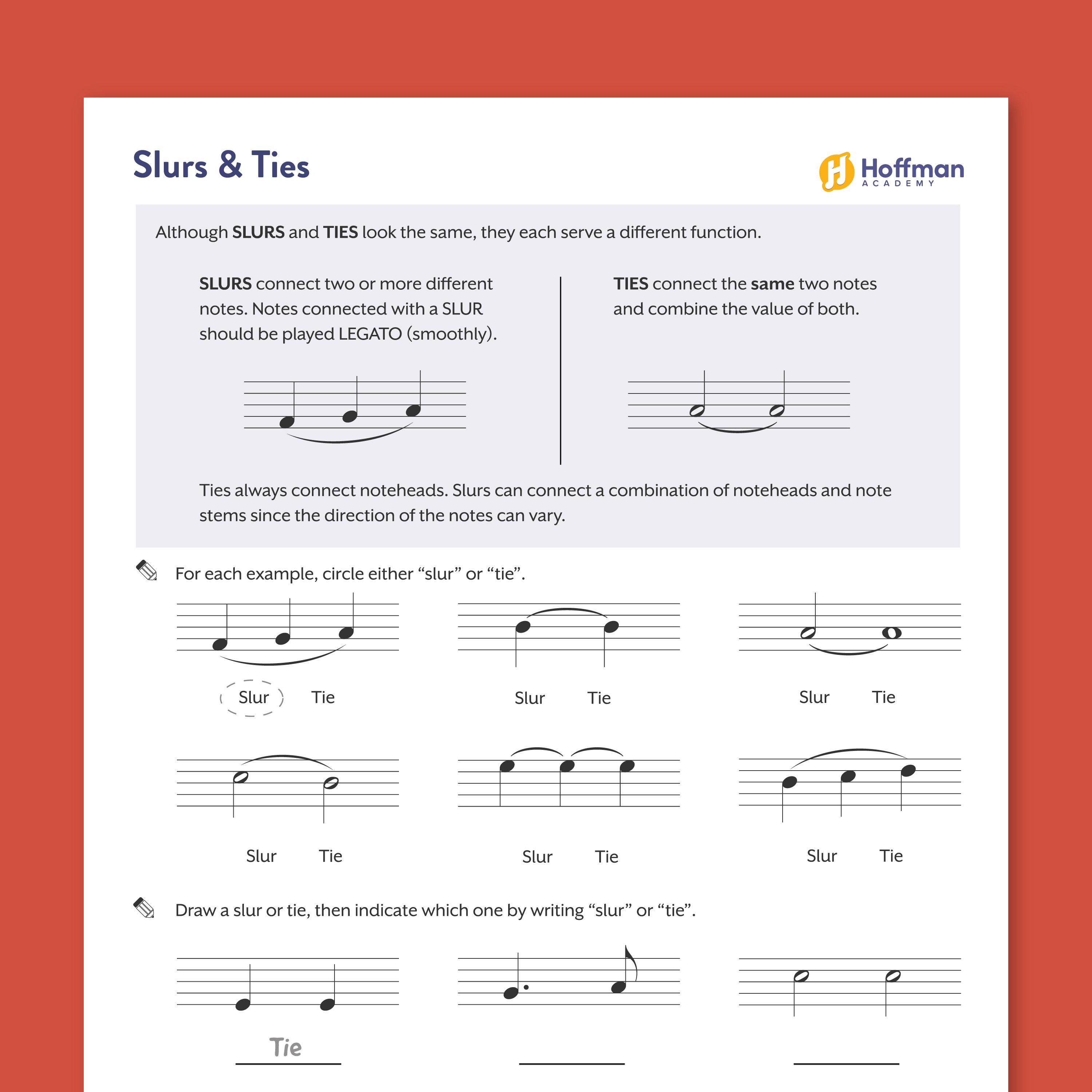 Slurs and Ties in Music for Beginners | PDF Download