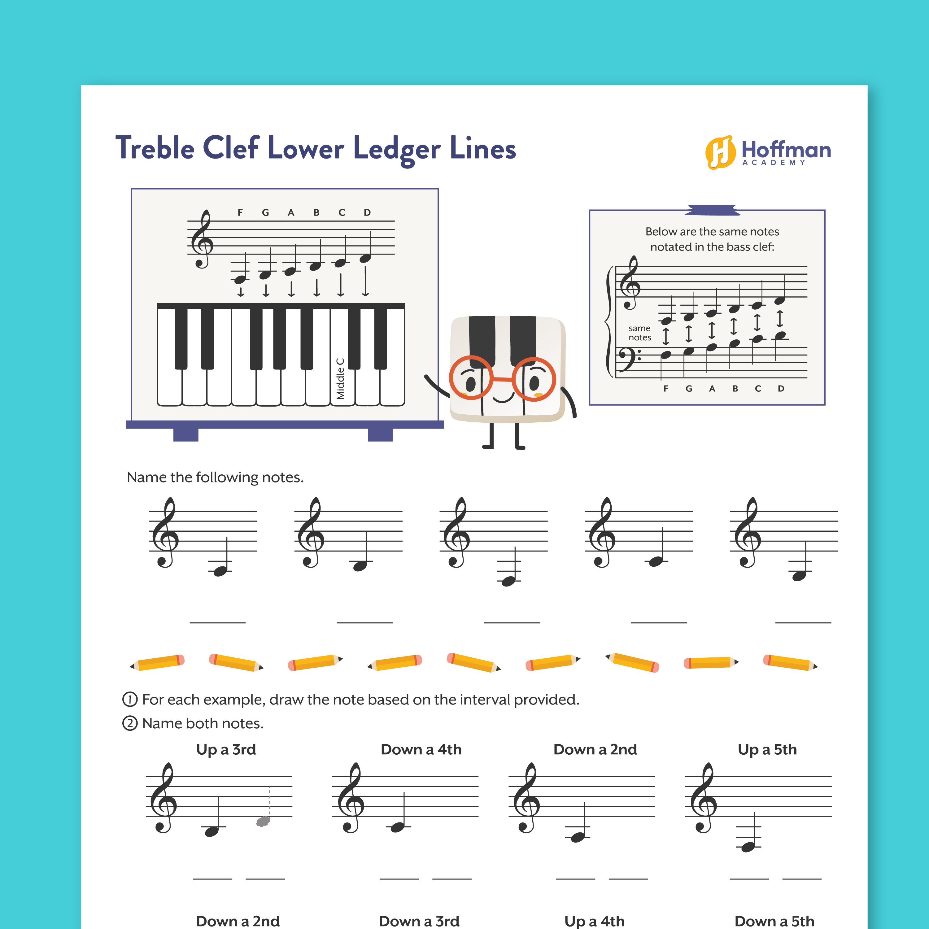 Treble Clef Ledger Lines Below the Staff | PDF Download