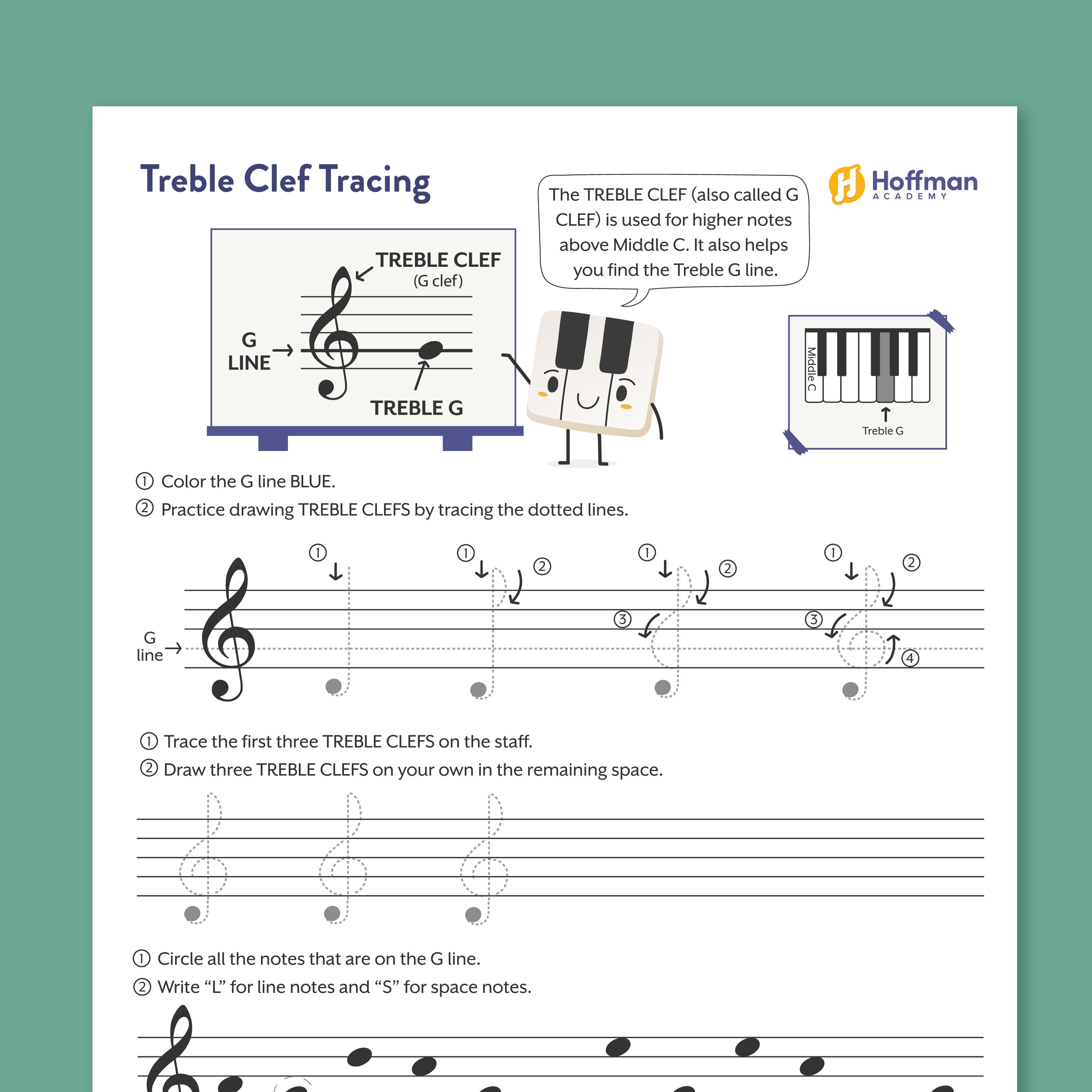 Treble Clef Tracing | PDF Download