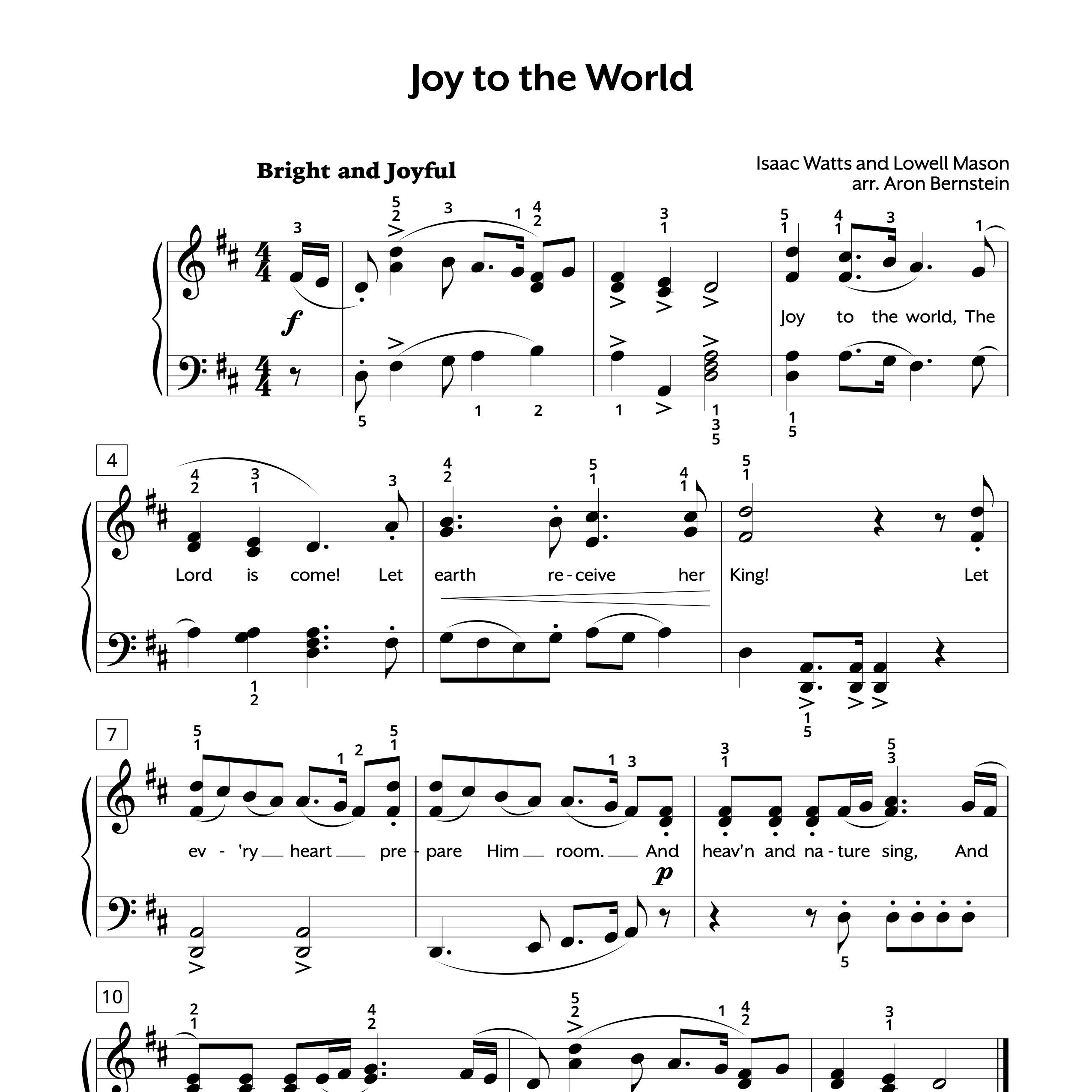 Joy to the World Piano Sheet Music | Early Intermediate PDF
