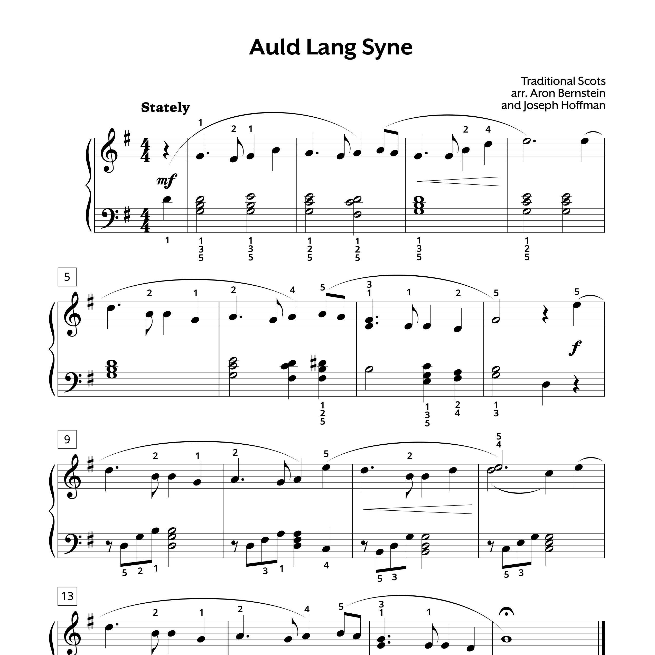 Auld Lang Syne Sheet Music | PDF, Early Intermediate Version