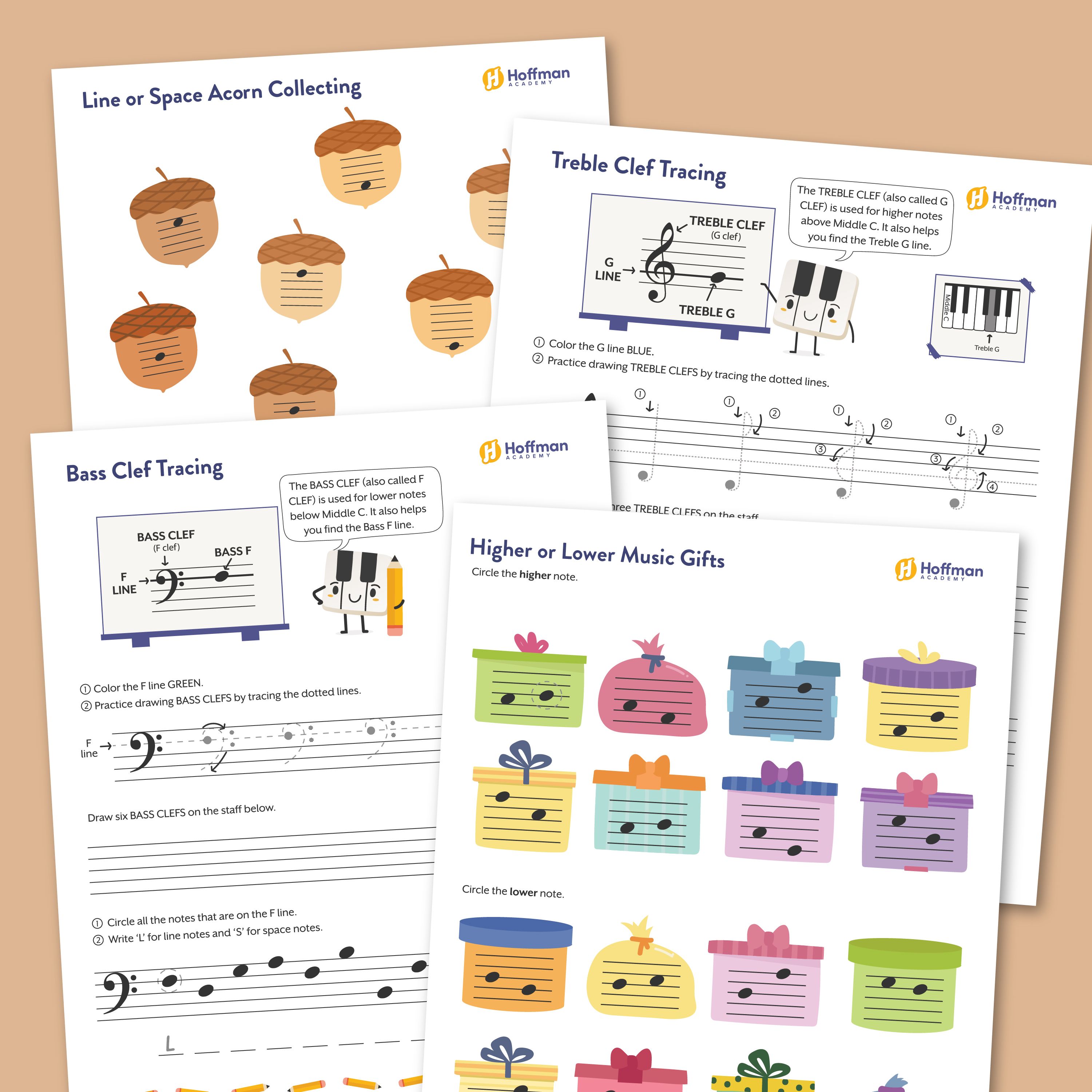 The Grand Staff Bundle | 4 Music Theory Worksheets