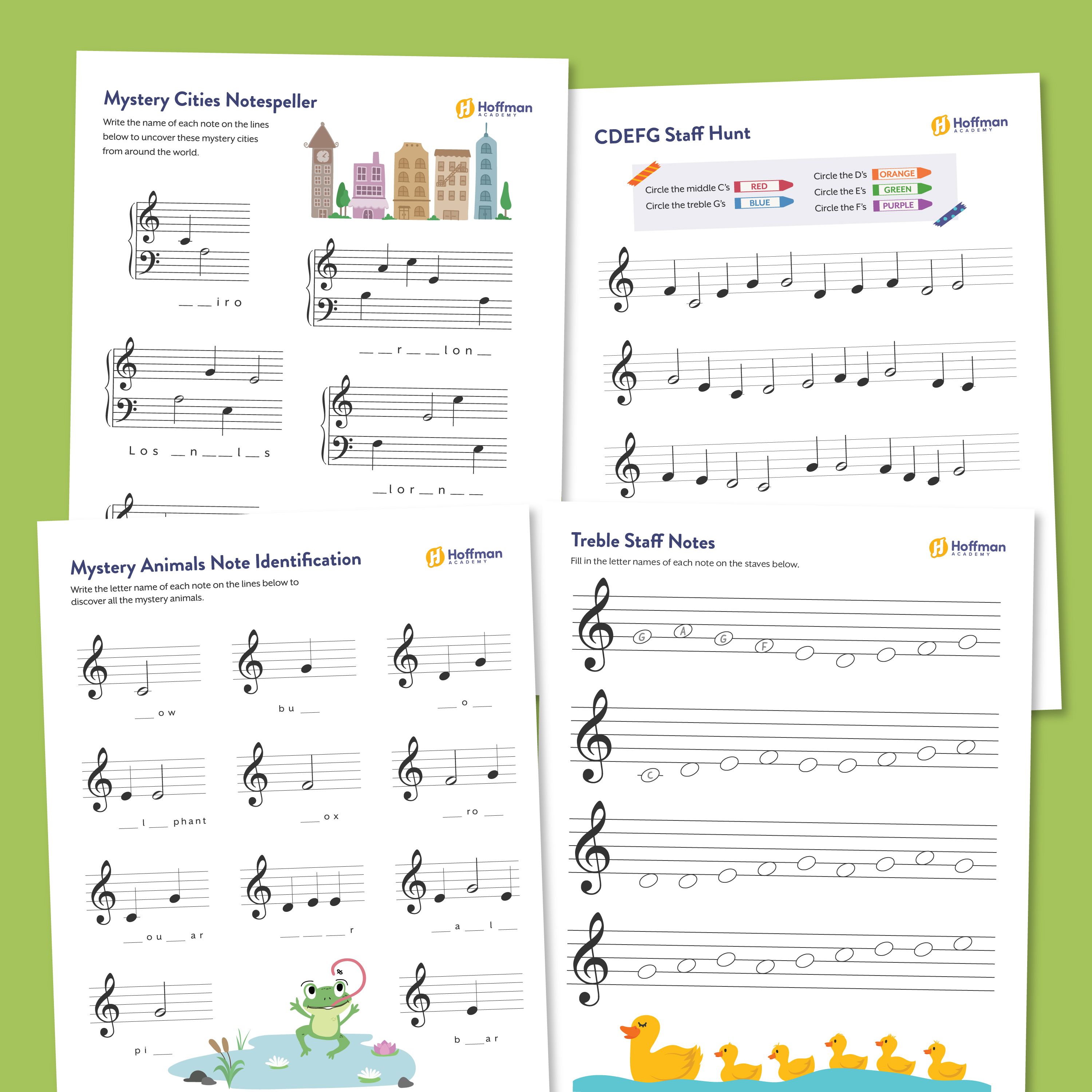 Staff Notes Around Middle C | PDF Download