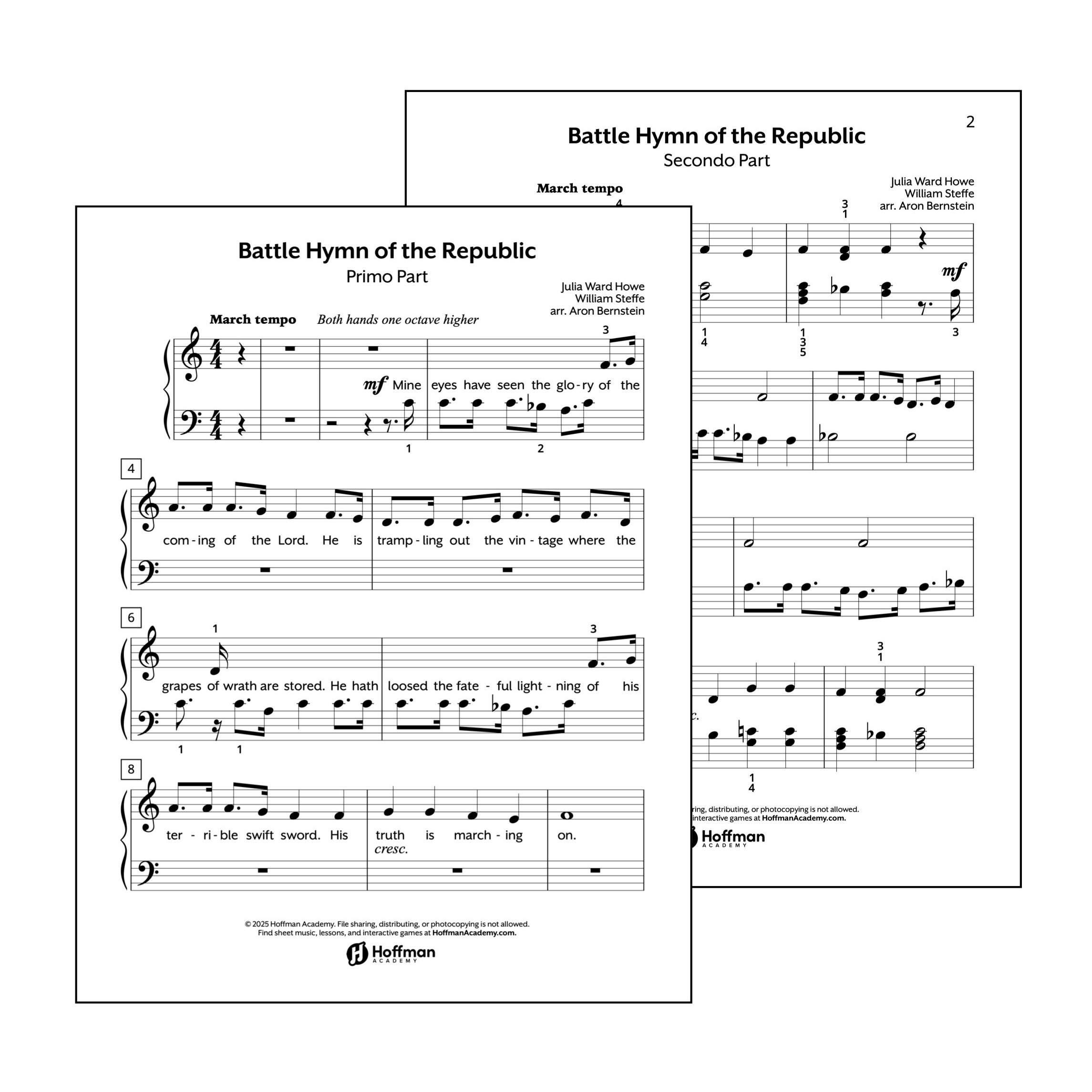 Sheet Music for Battle Hymn of the Republic Duet | Easy