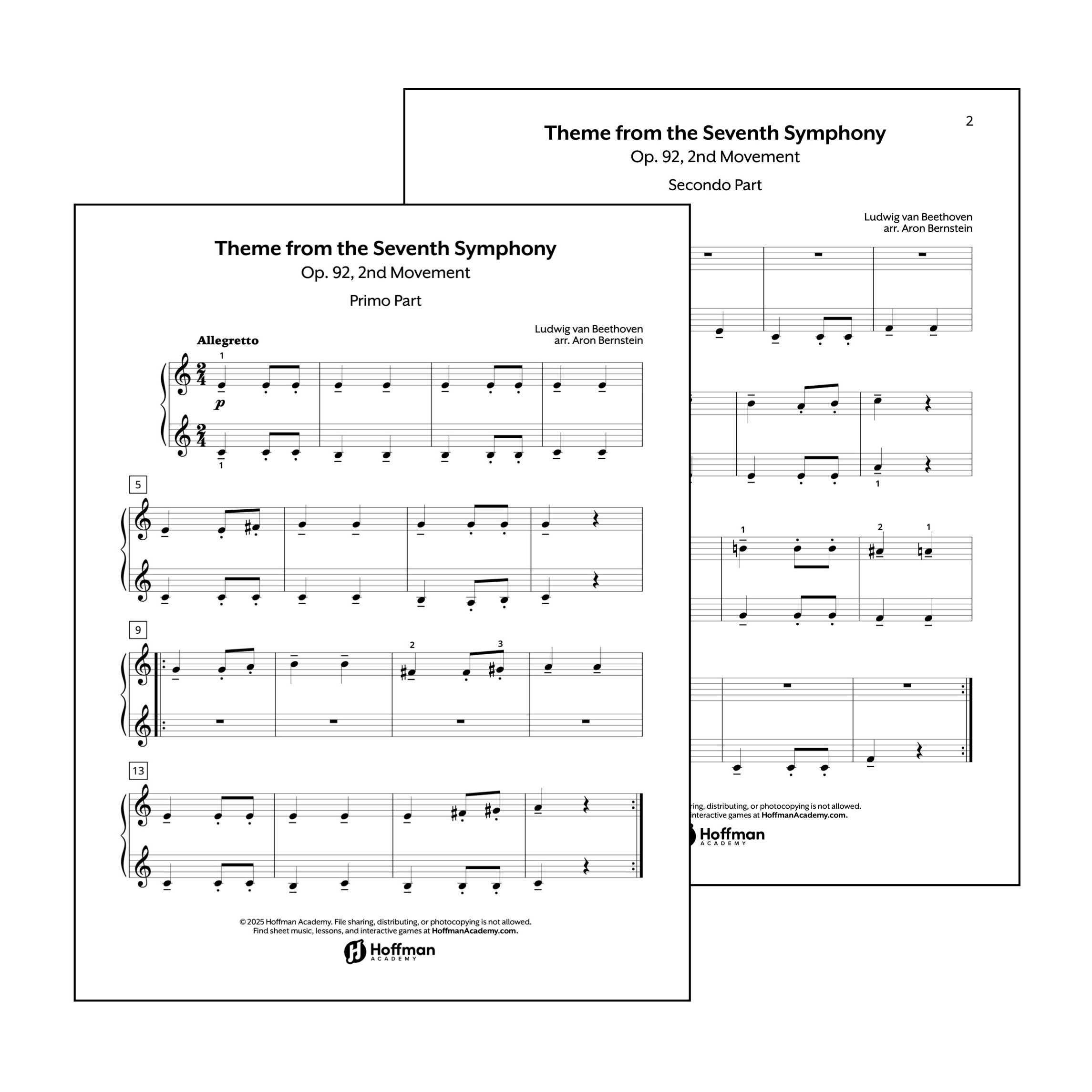 Beethoven 7th Symphony 2nd Movement | Early Intermediate Duet