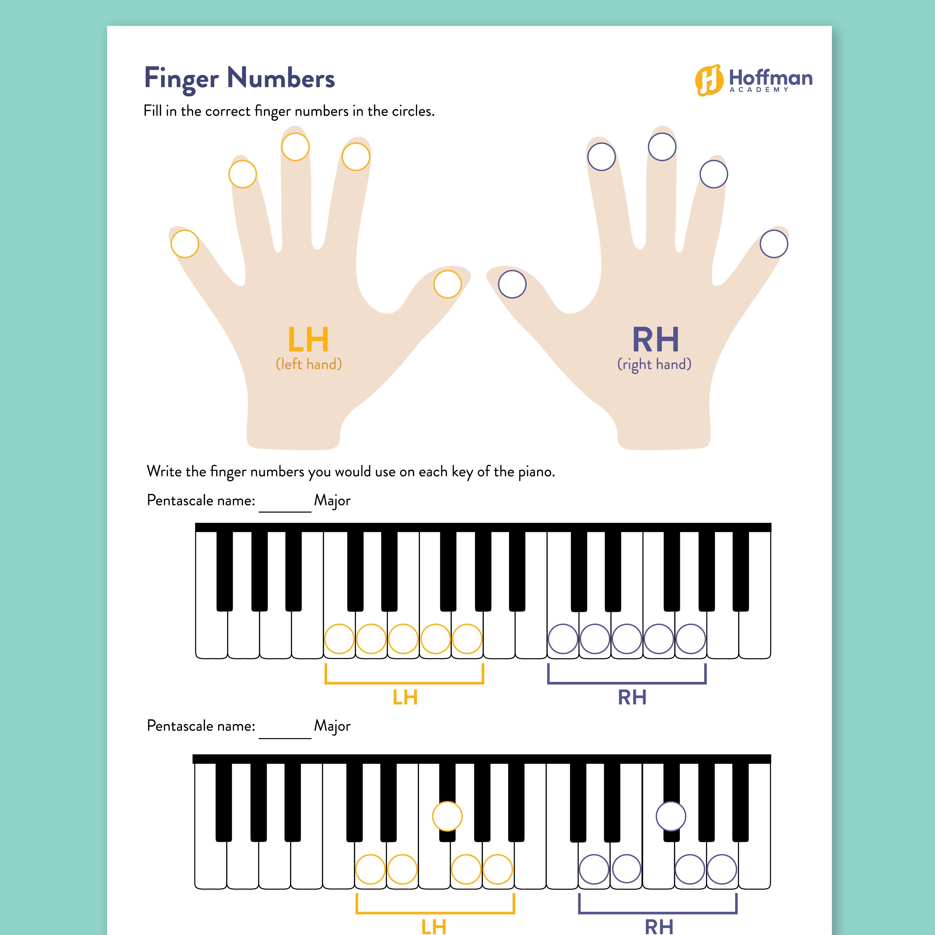 Piano Finger Numbers | Beginner Activity Sheet PDF