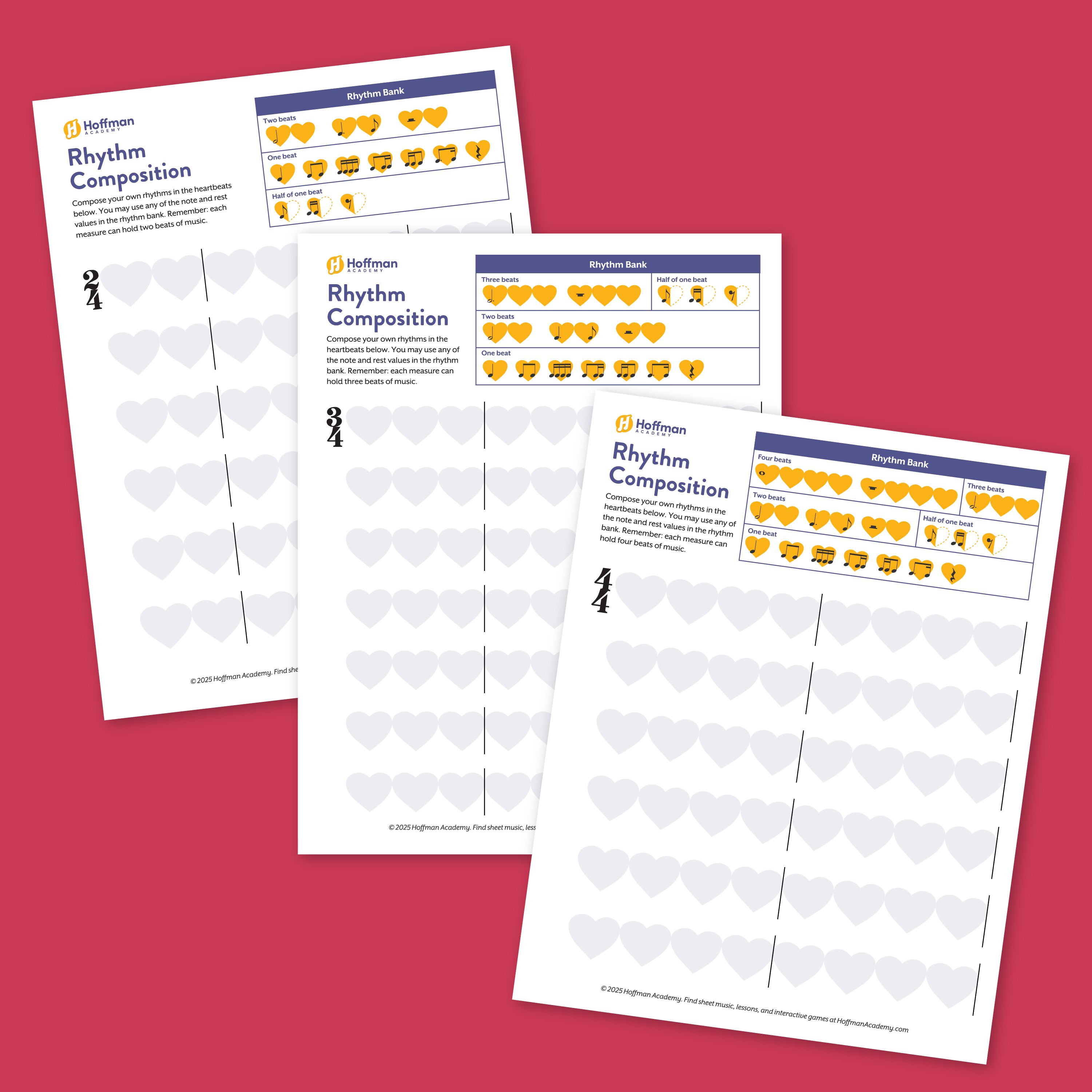 Rhythm Composition Worksheets, Simple Meter | PDF Download