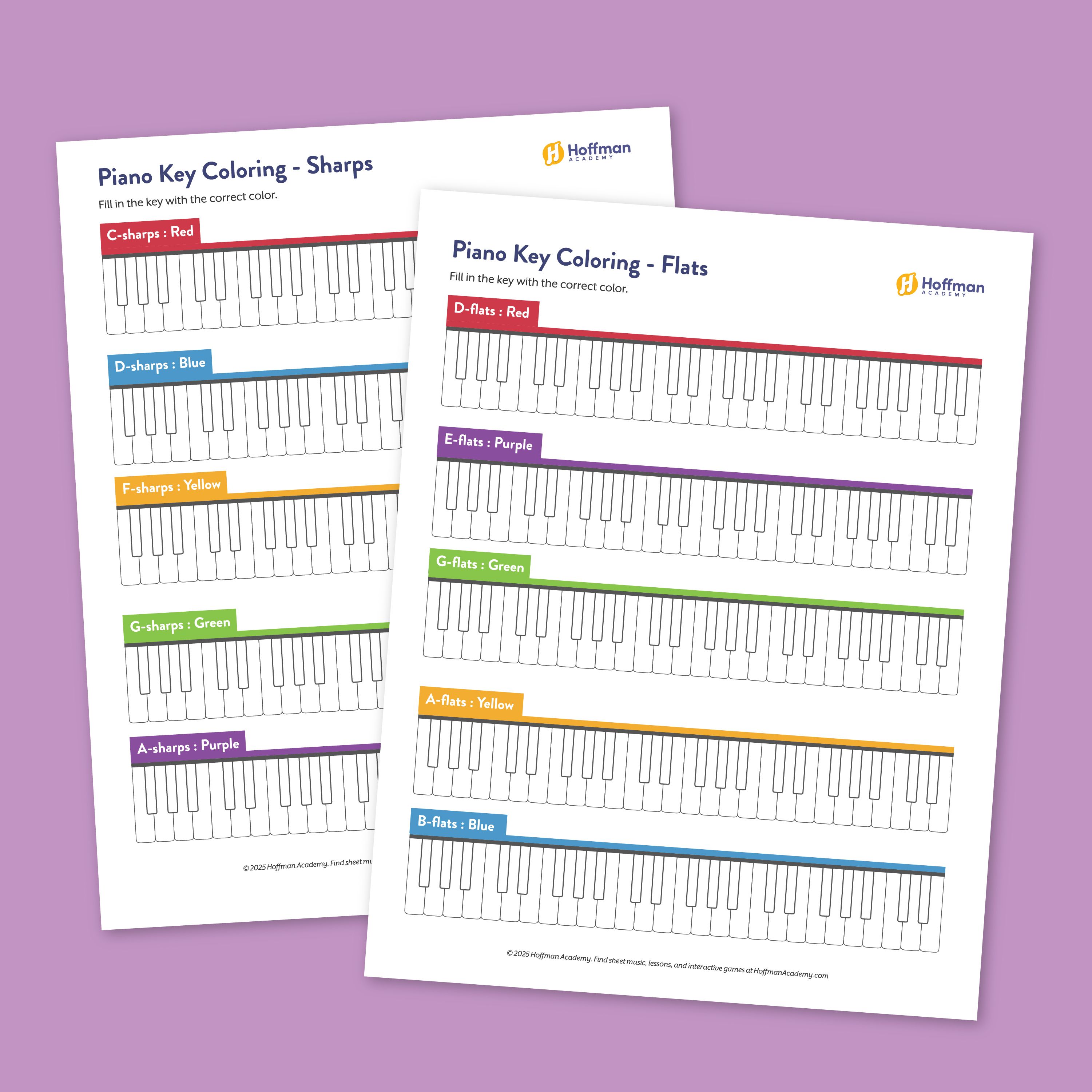 Piano Key Coloring - Flats and Sharps | PDF Download