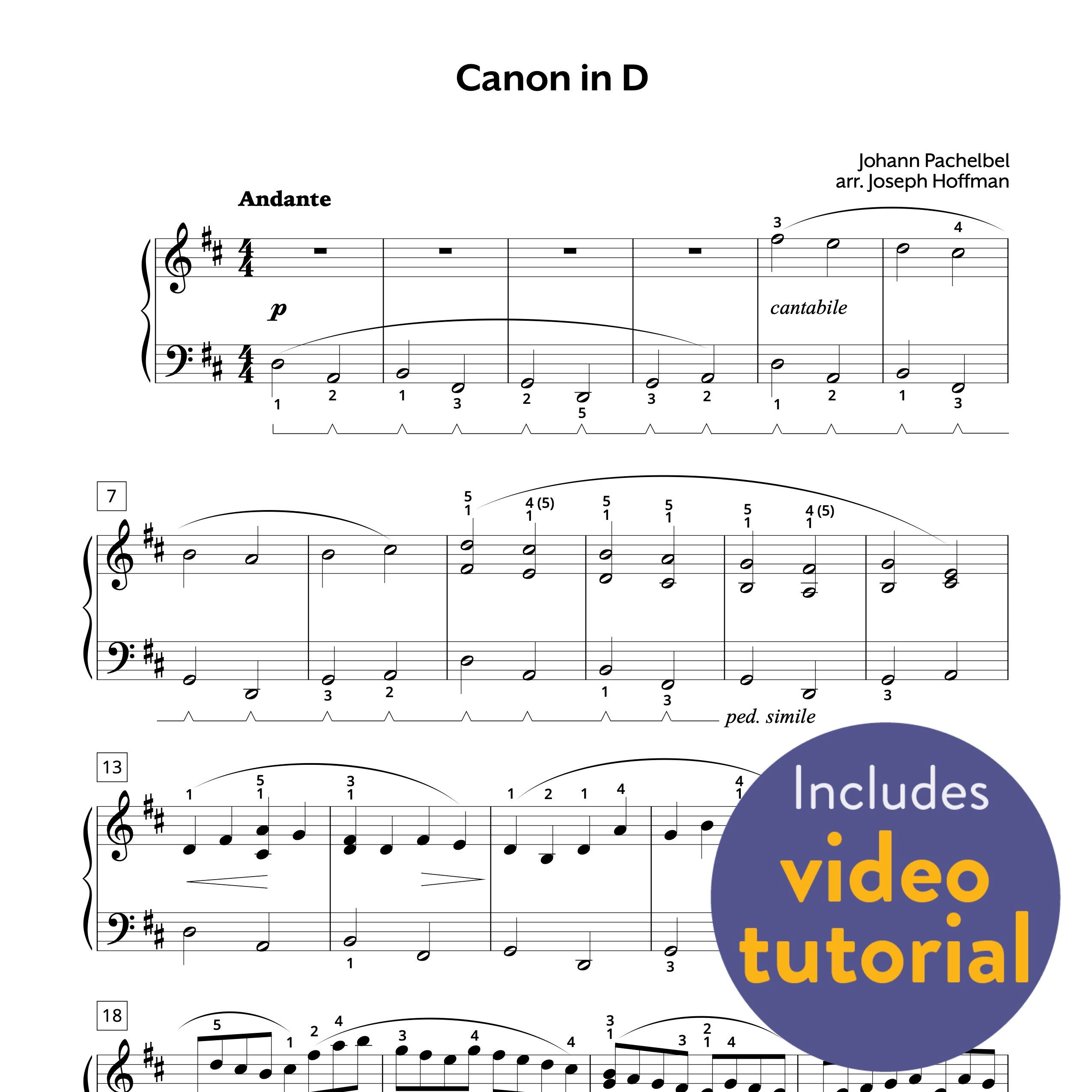 Canon in D Intermediate Piano Sheet Music - Pachelbel