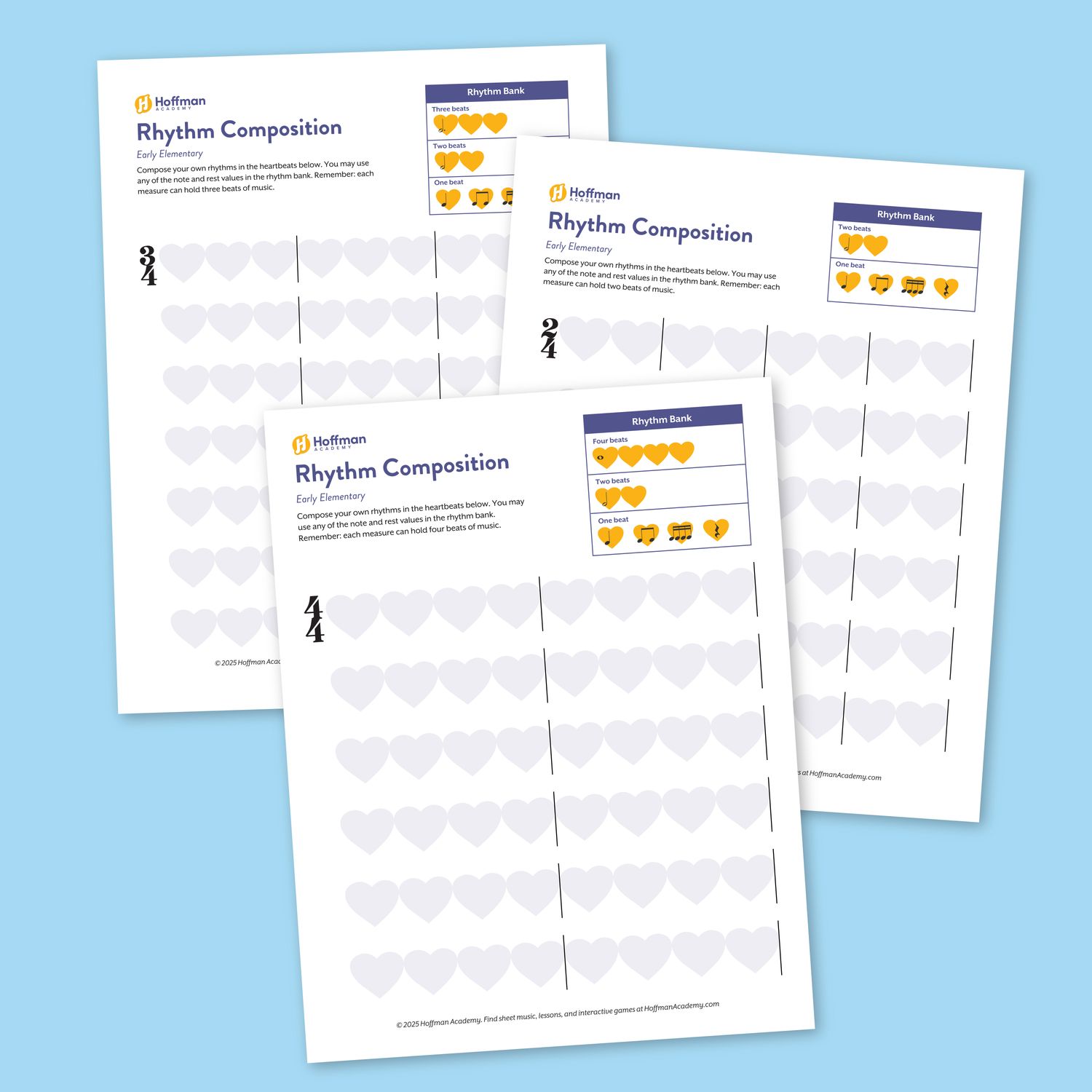 Rhythm Composition Worksheets, Simple Meter | Beginner Version | PDF ...