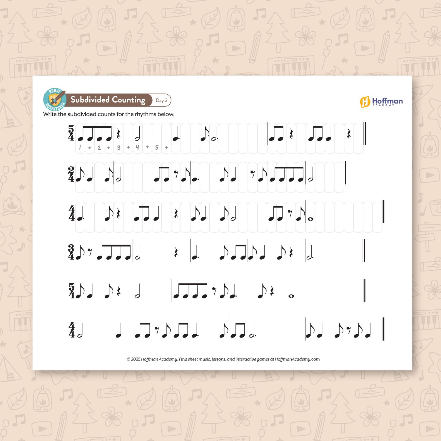 Summer Camp Brave Adventurer Cabin | Music Activity Packet, PDF Download