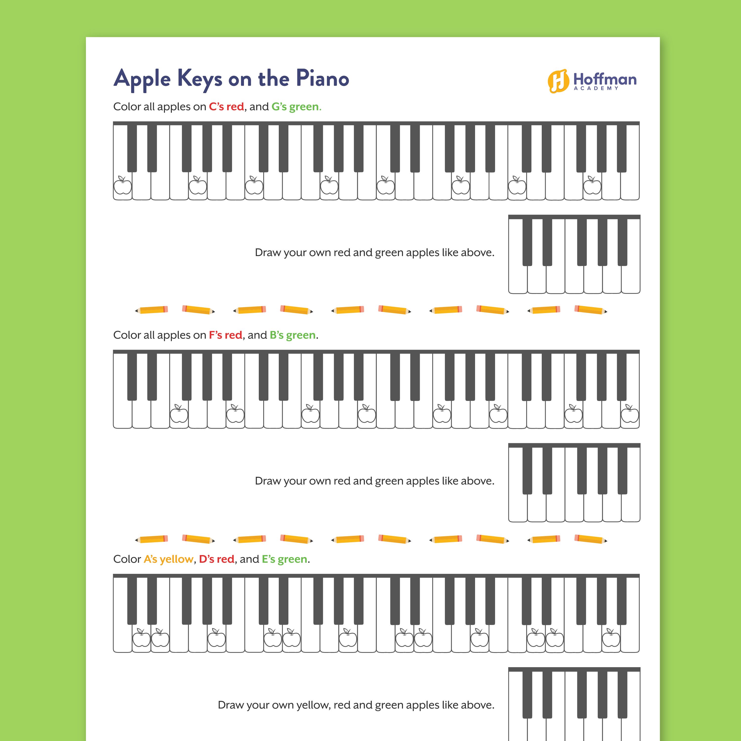 Apple Keys on the Piano | PDF Activity Sheet