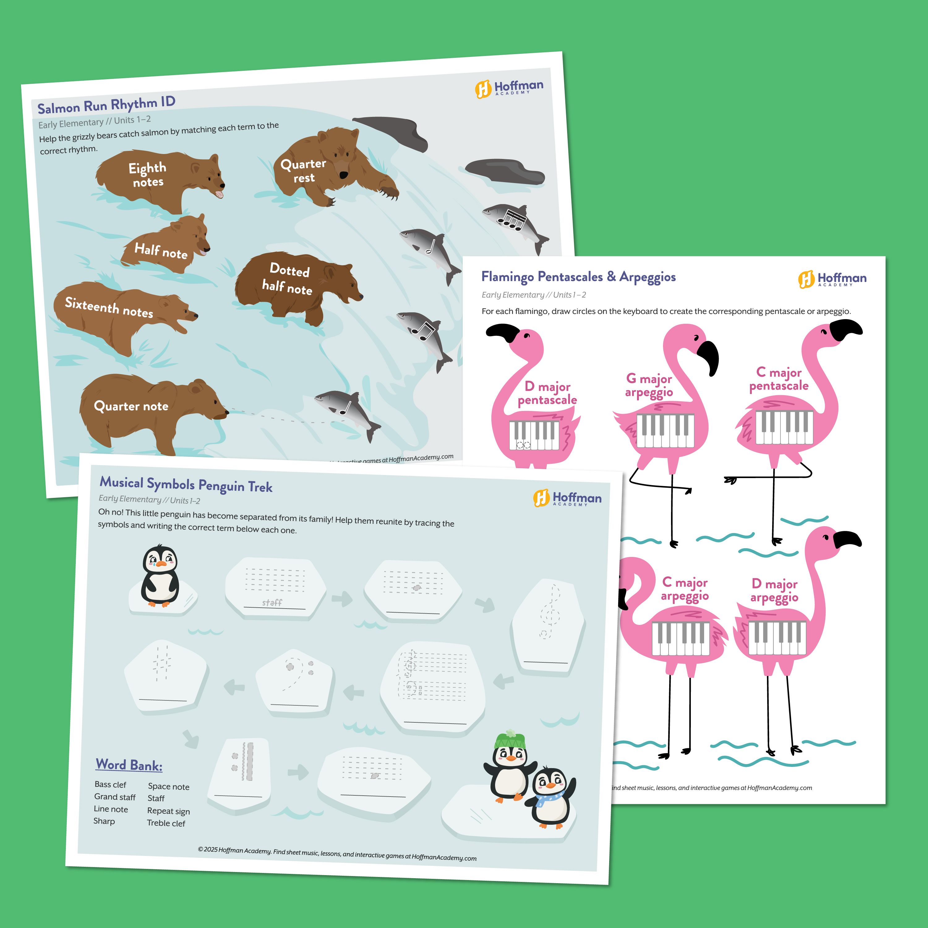 Animal Music Theory Packets | Beginner Level | PDF