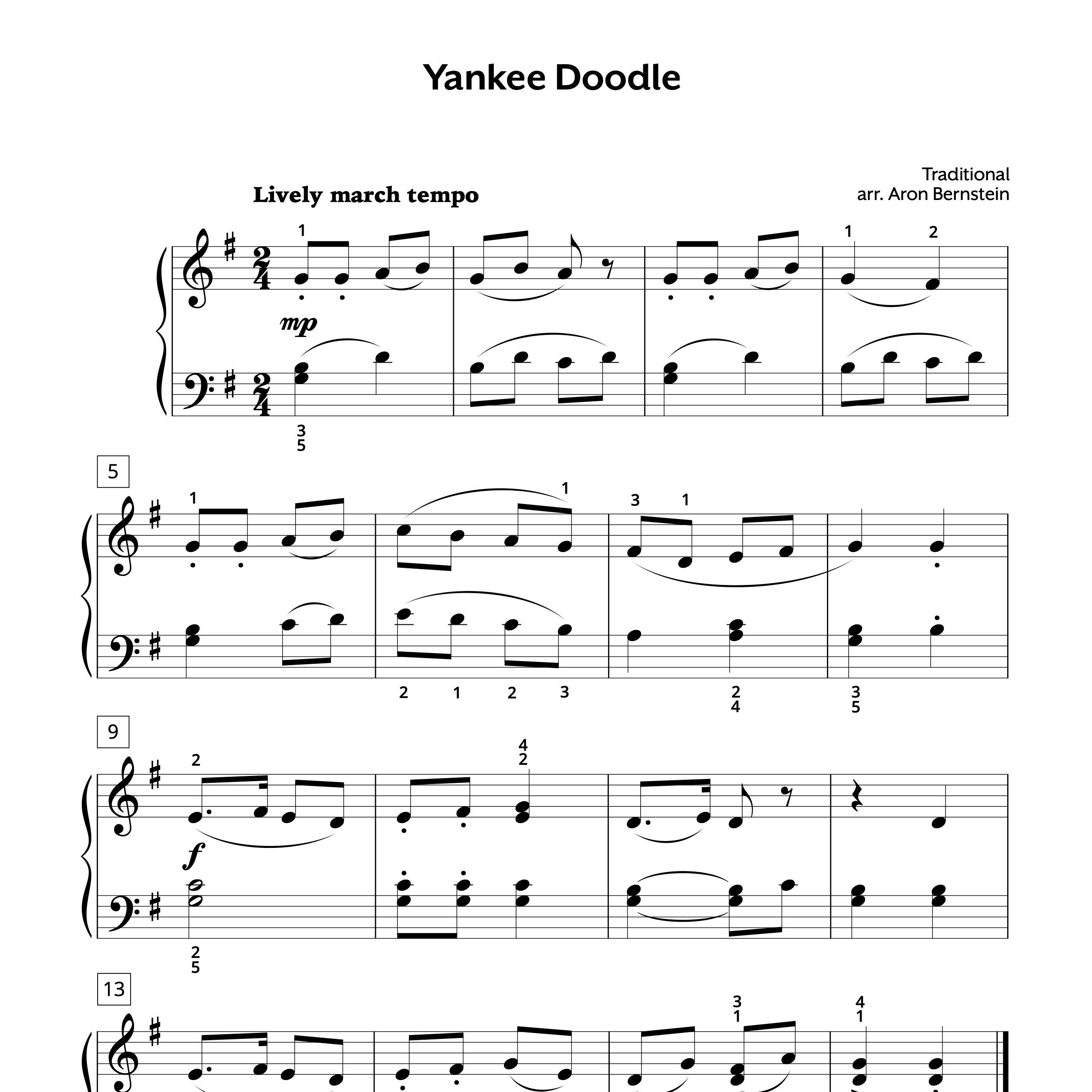 Yankee Doodle Sheet Music for Piano | Late Elementary