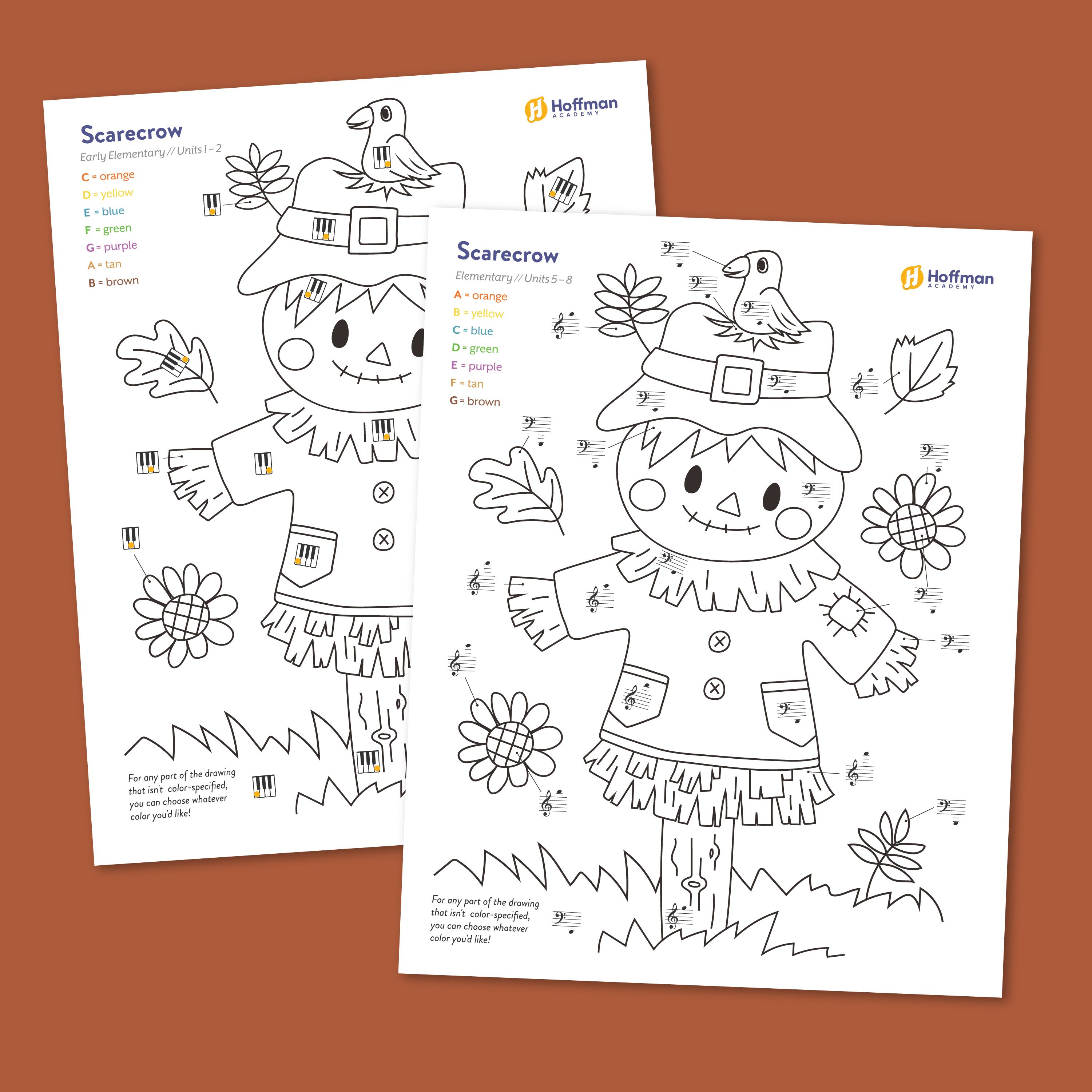 Color by Note - Scarecrow | Music Theory Activity PDF