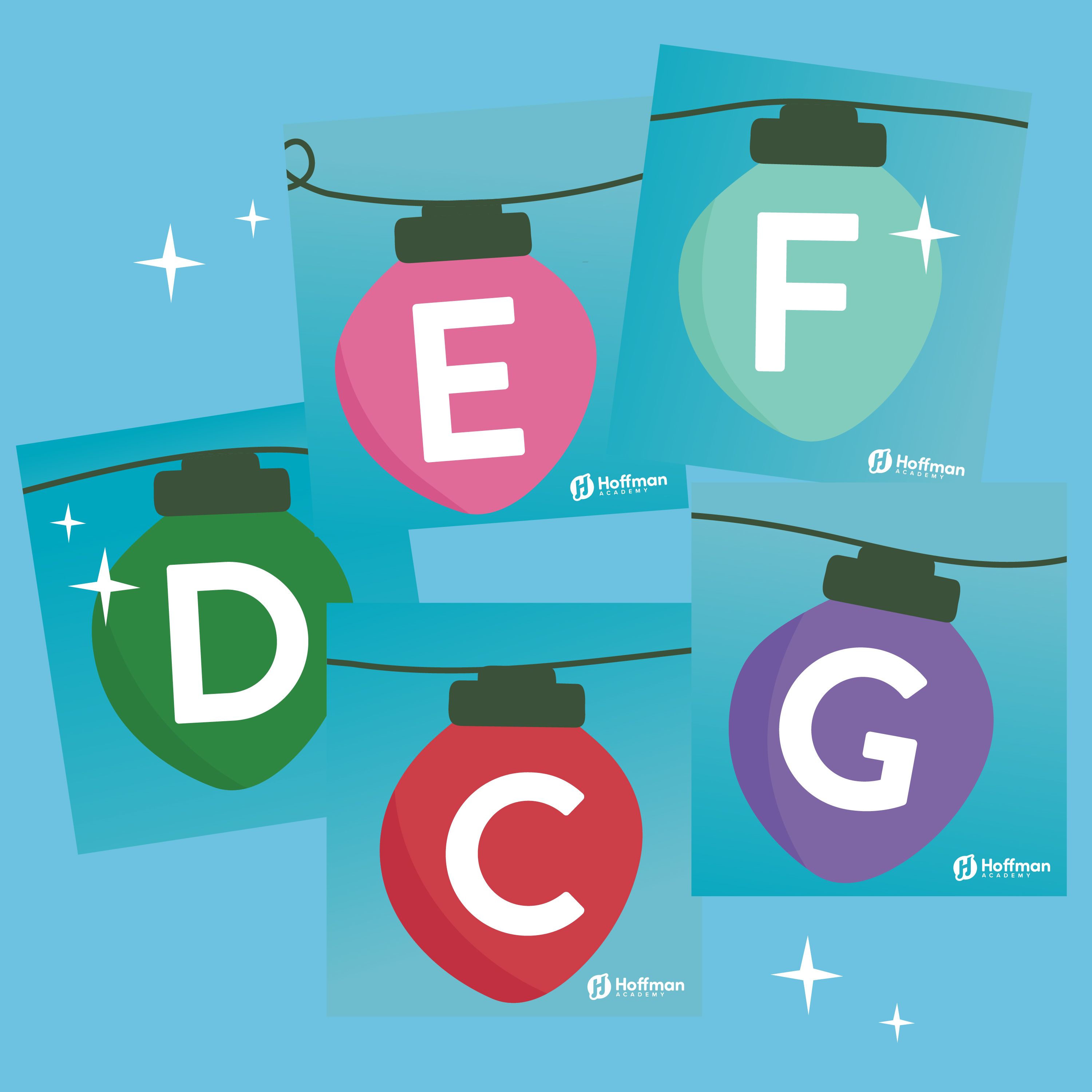 Christmas Lights Alphabet Cards - Music Letters | PDF Download