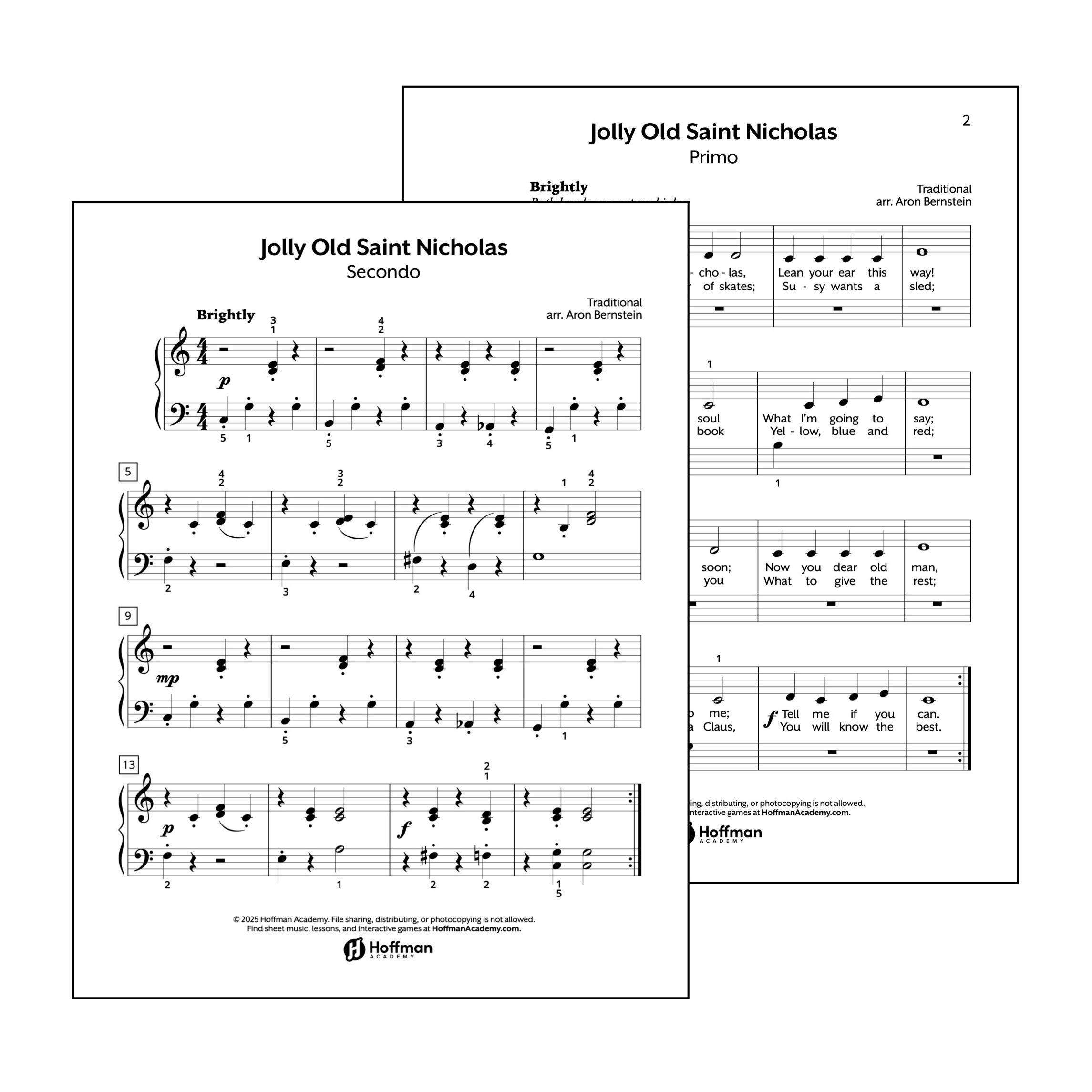Jolly Old Saint Nicholas Duet - Piano Sheet Music | PDF Download