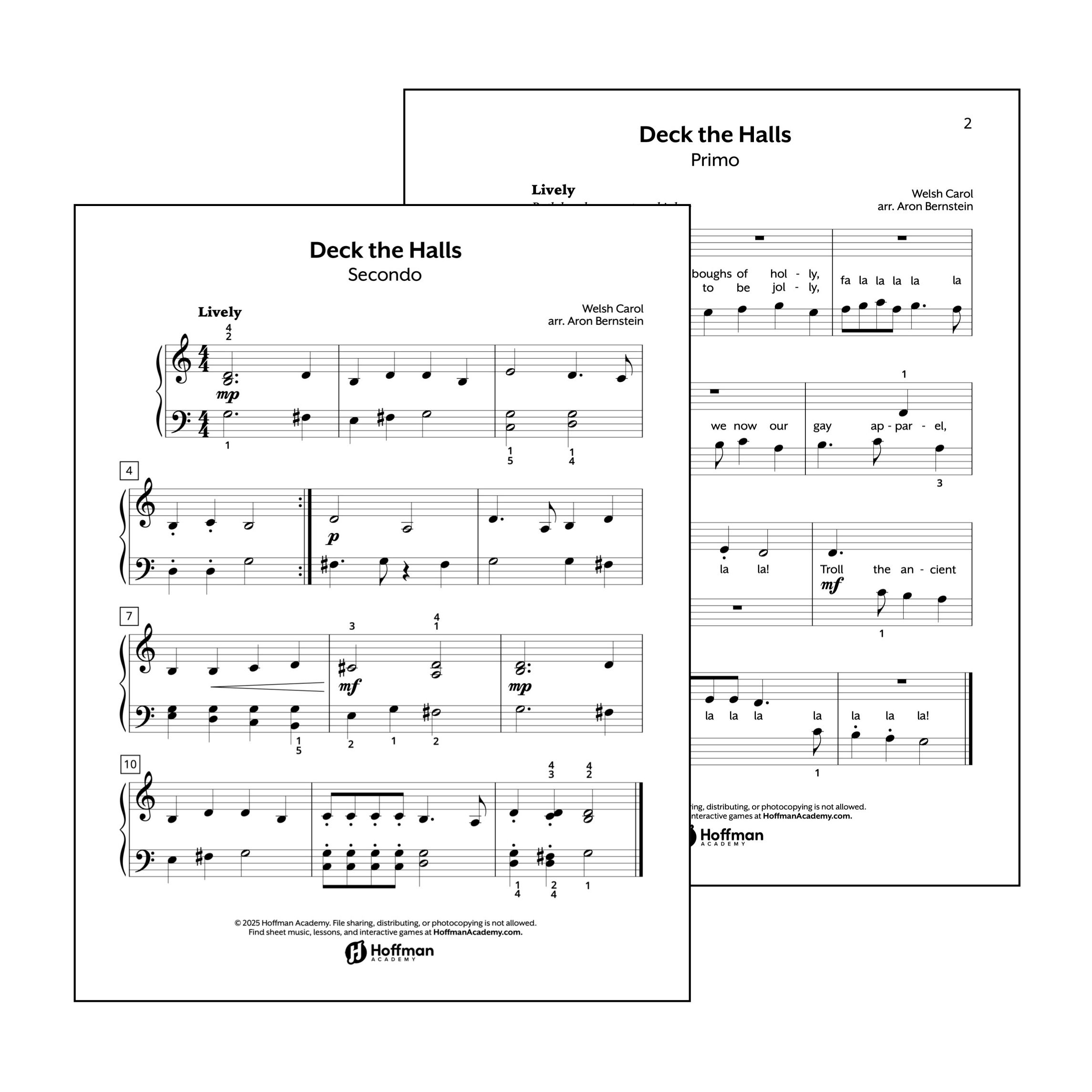 Deck the Halls Duet for Piano - Sheet Music | PDF Download