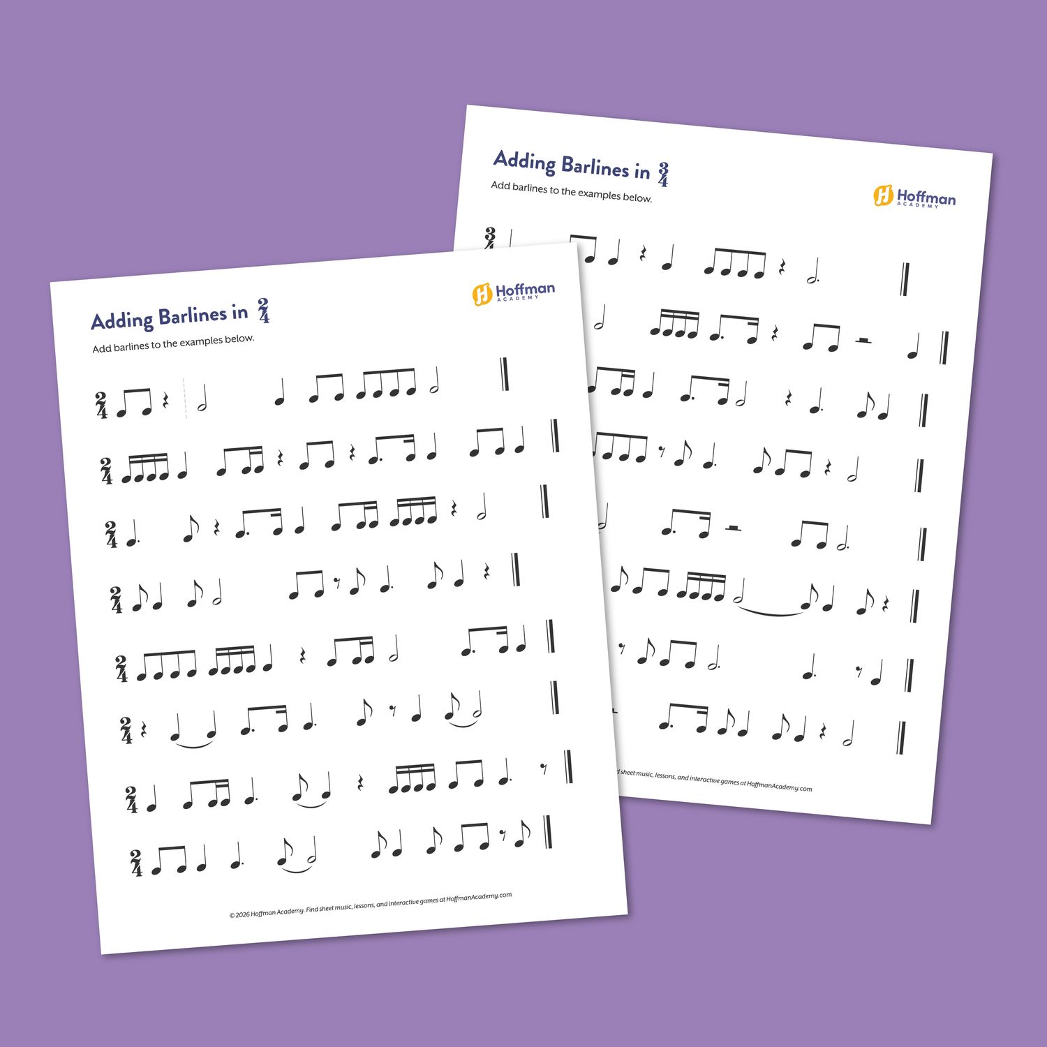 Adding Barlines - Rhythm Practice Sheets