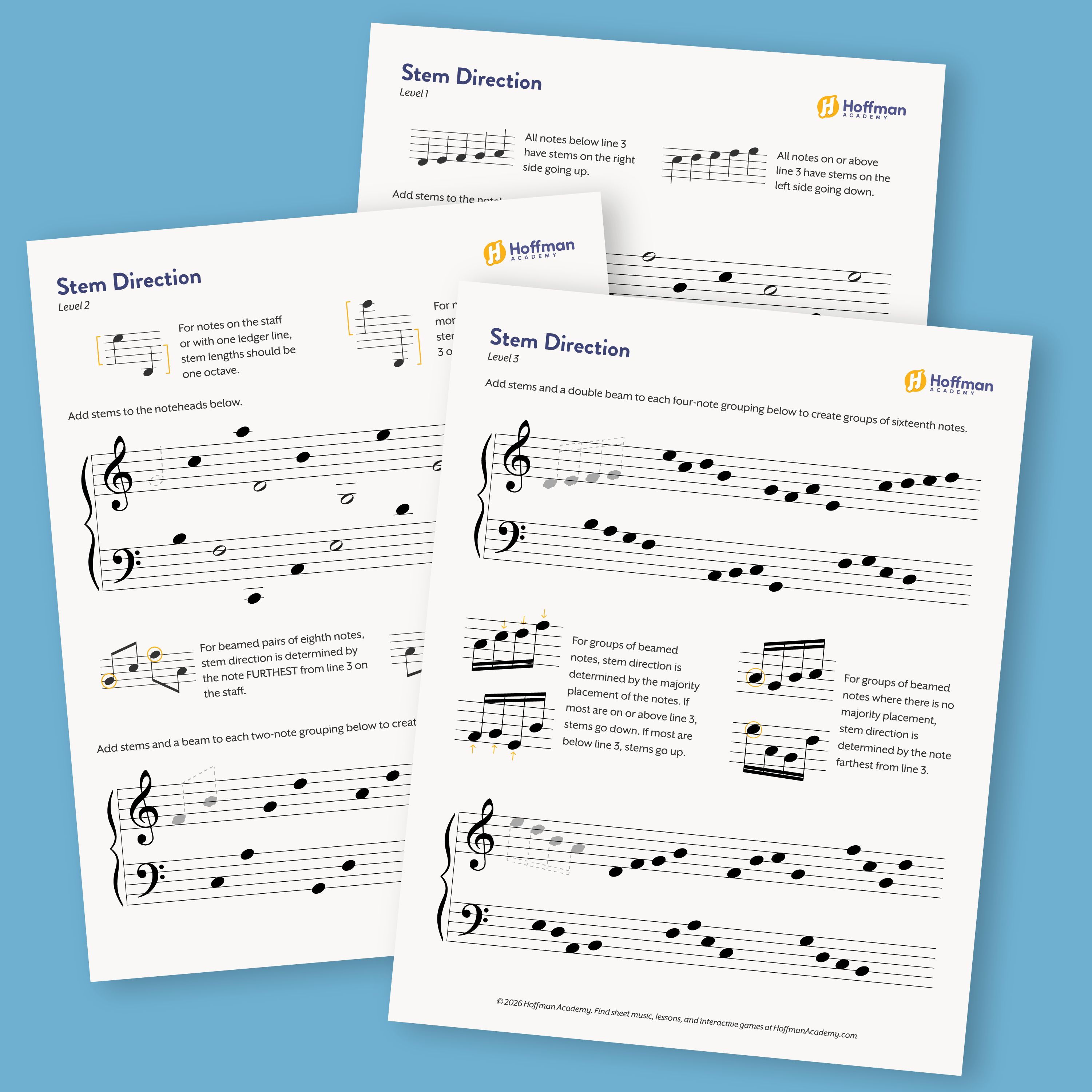 Stem Direction - Music Activity Sheets | PDF Download